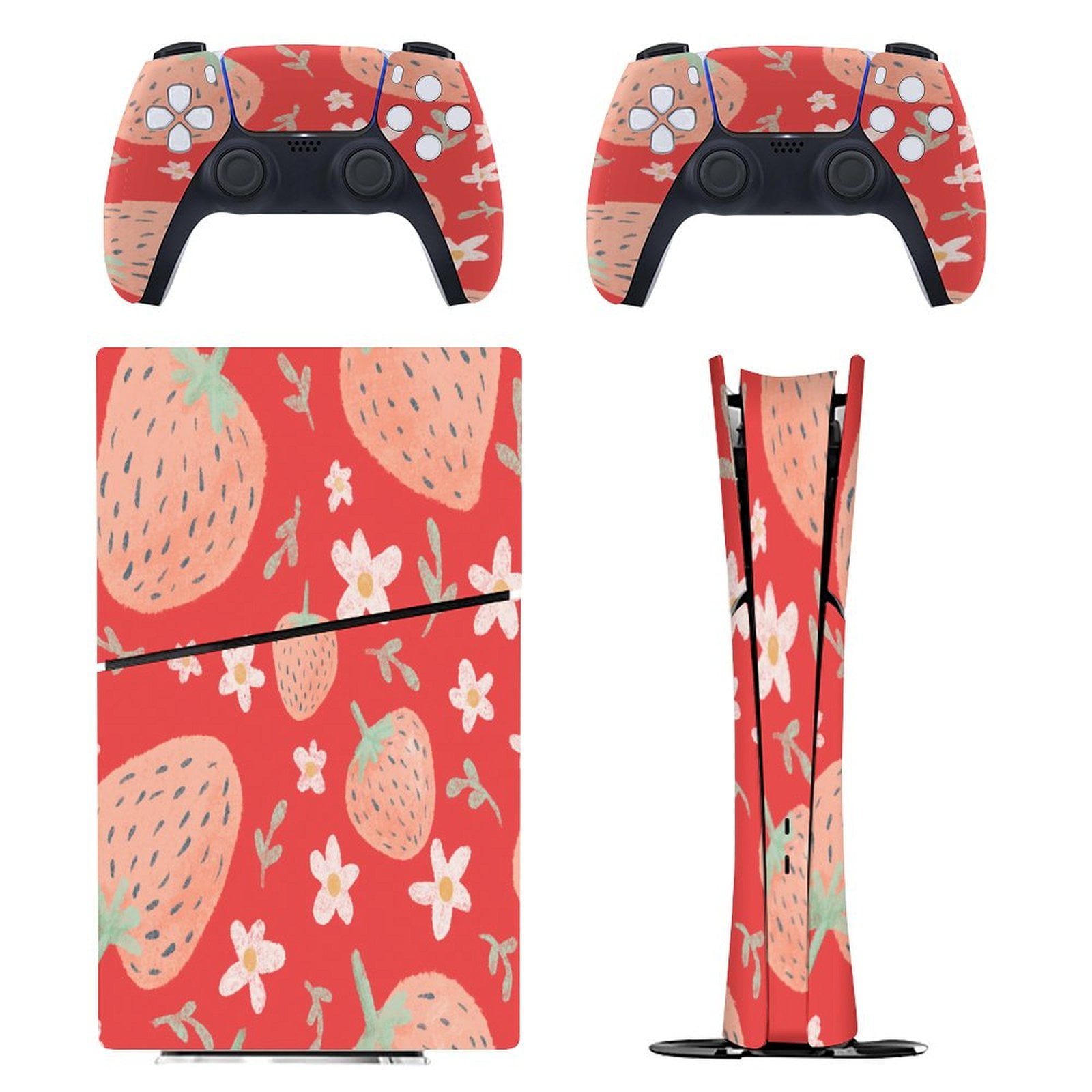 Strawberries, Flowers, Summer PS5/PS5 Slim Digital Disc Skin Sticker ...