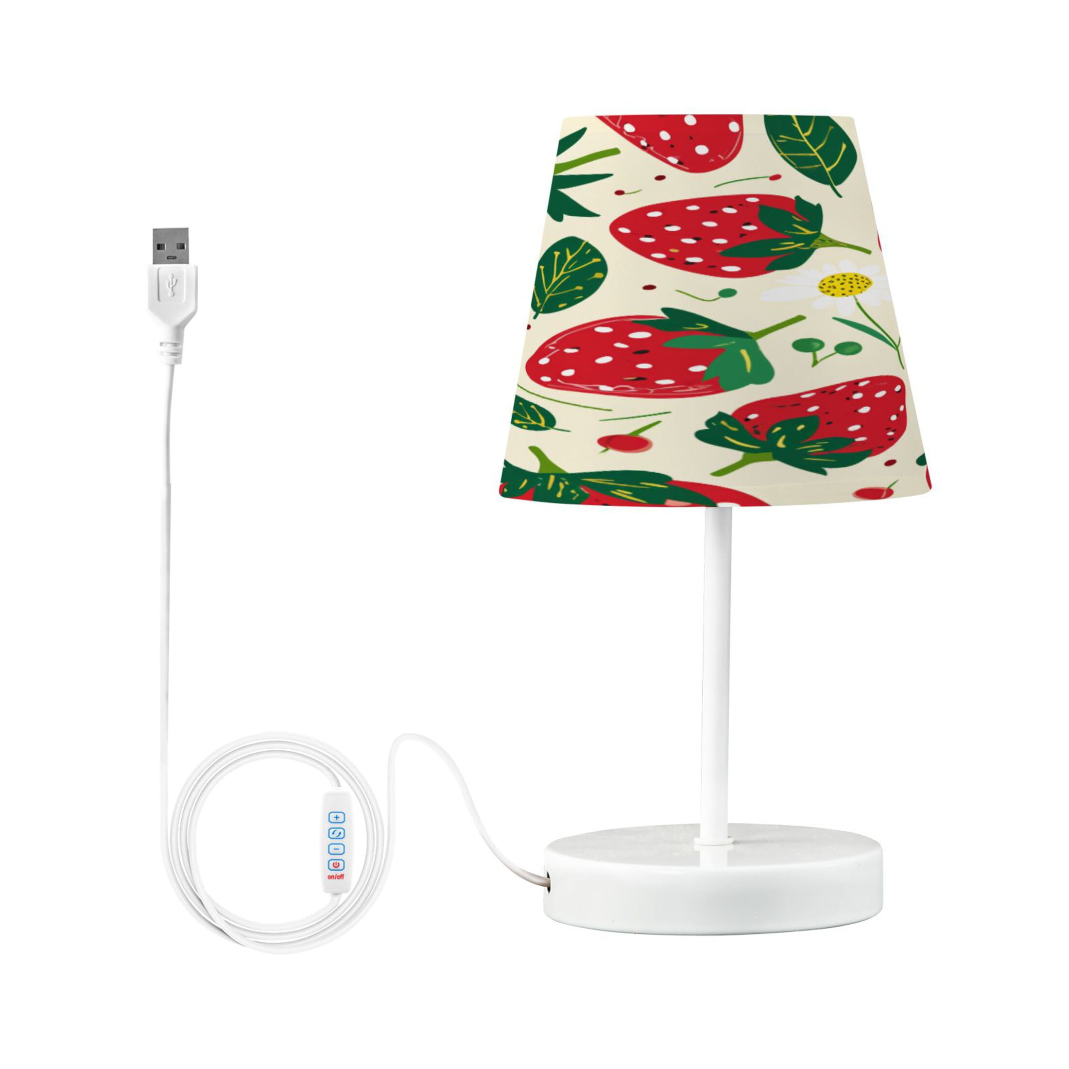 Strawberries Fruit and Leaf Desk Lamp LED Table Nightstand Lamps with 3 ...