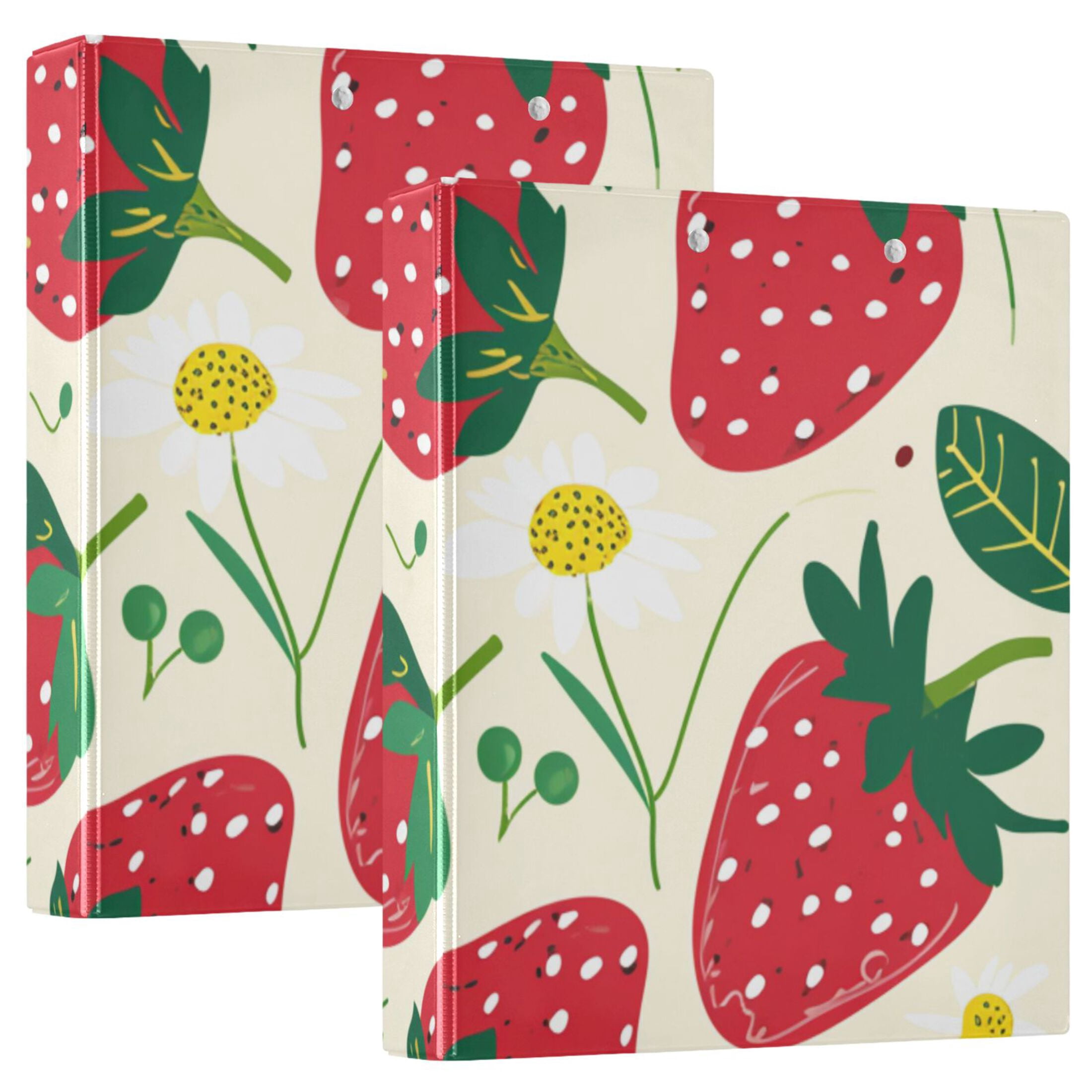 Strawberries Leaves Flowers 3 Ring Binders 1.5 inch Hardcover File ...
