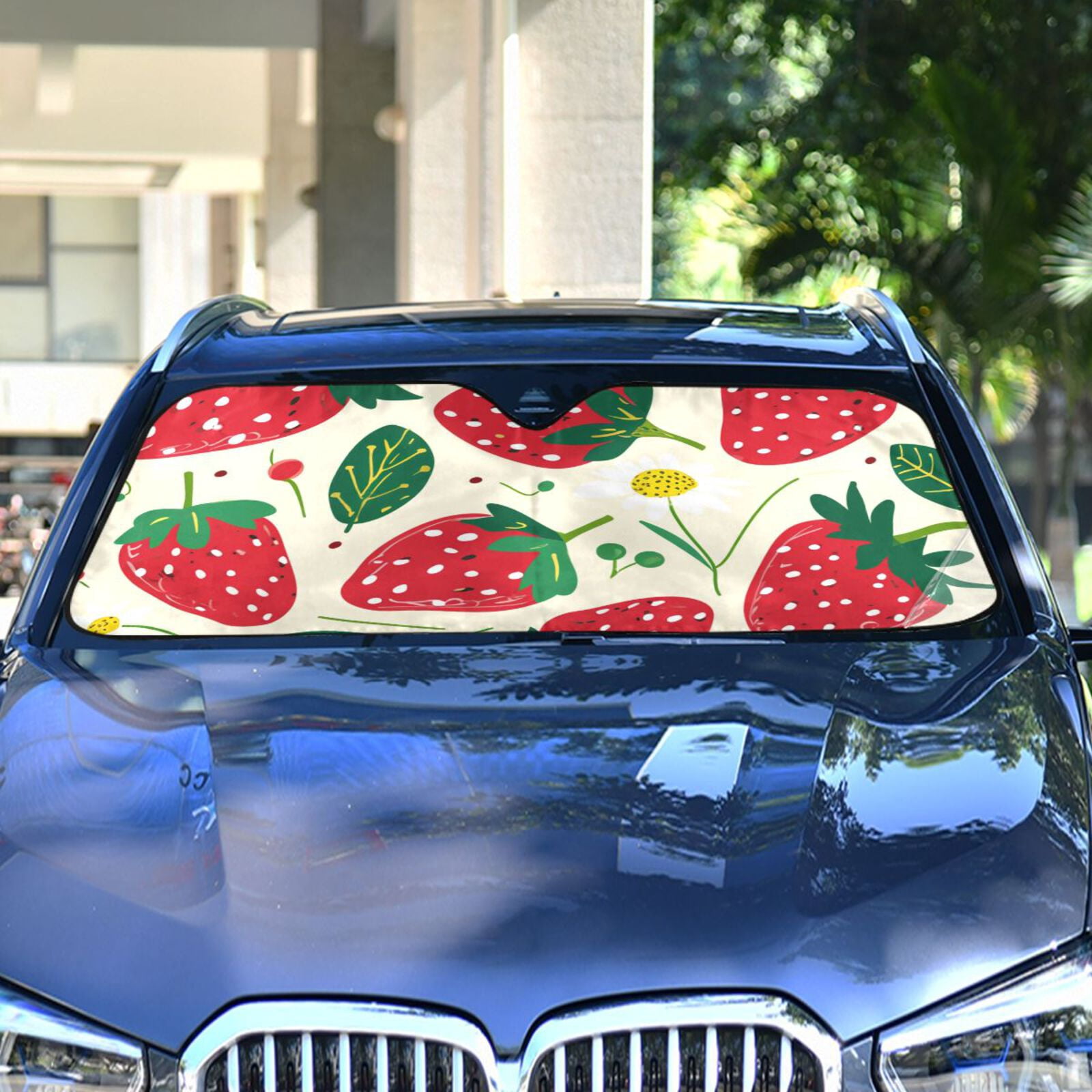 Strawberries Leaves Flowers Automotive Front Car Windshield Sun Shade ...