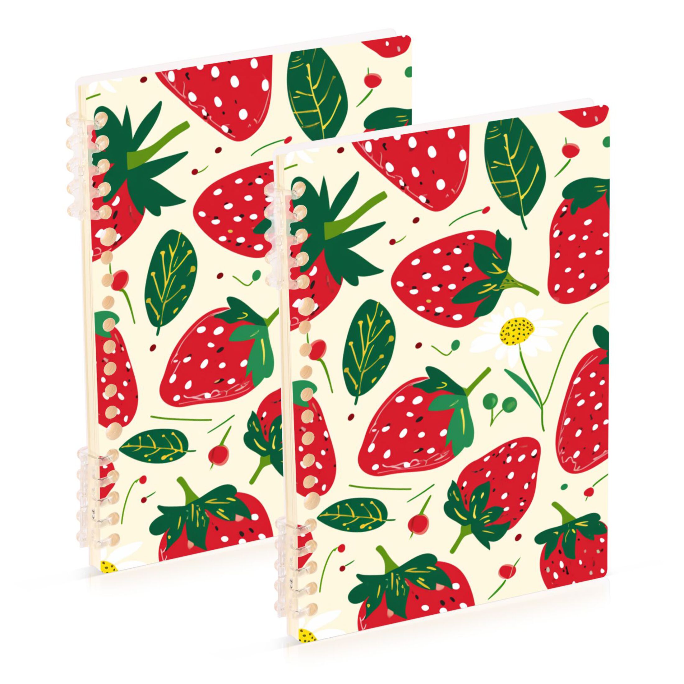 Strawberries Leaves Flowers Ring Binder Notebook Journey Note Diary ...