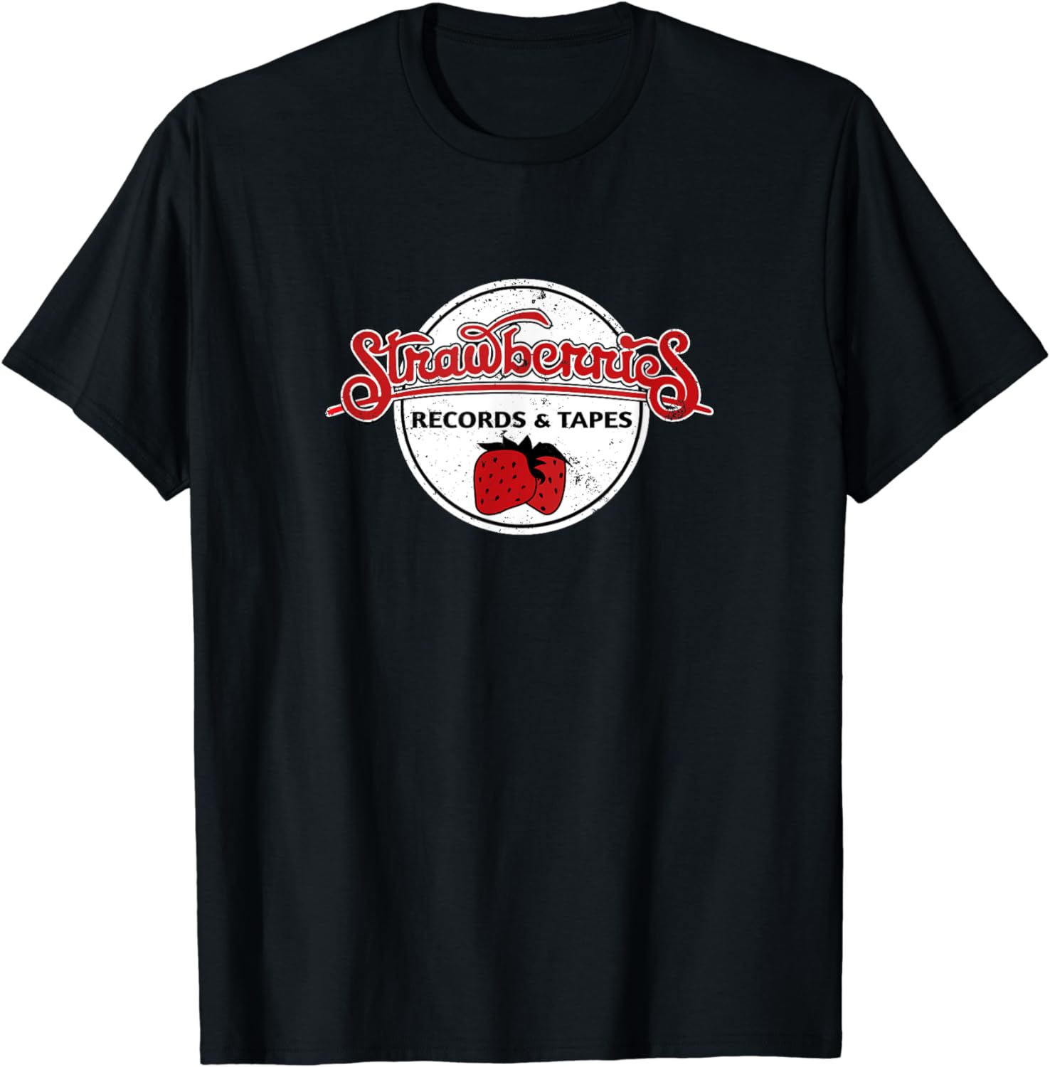 Strawberries Old School Retro 1980s Vintage Record Store T-Shirt ...