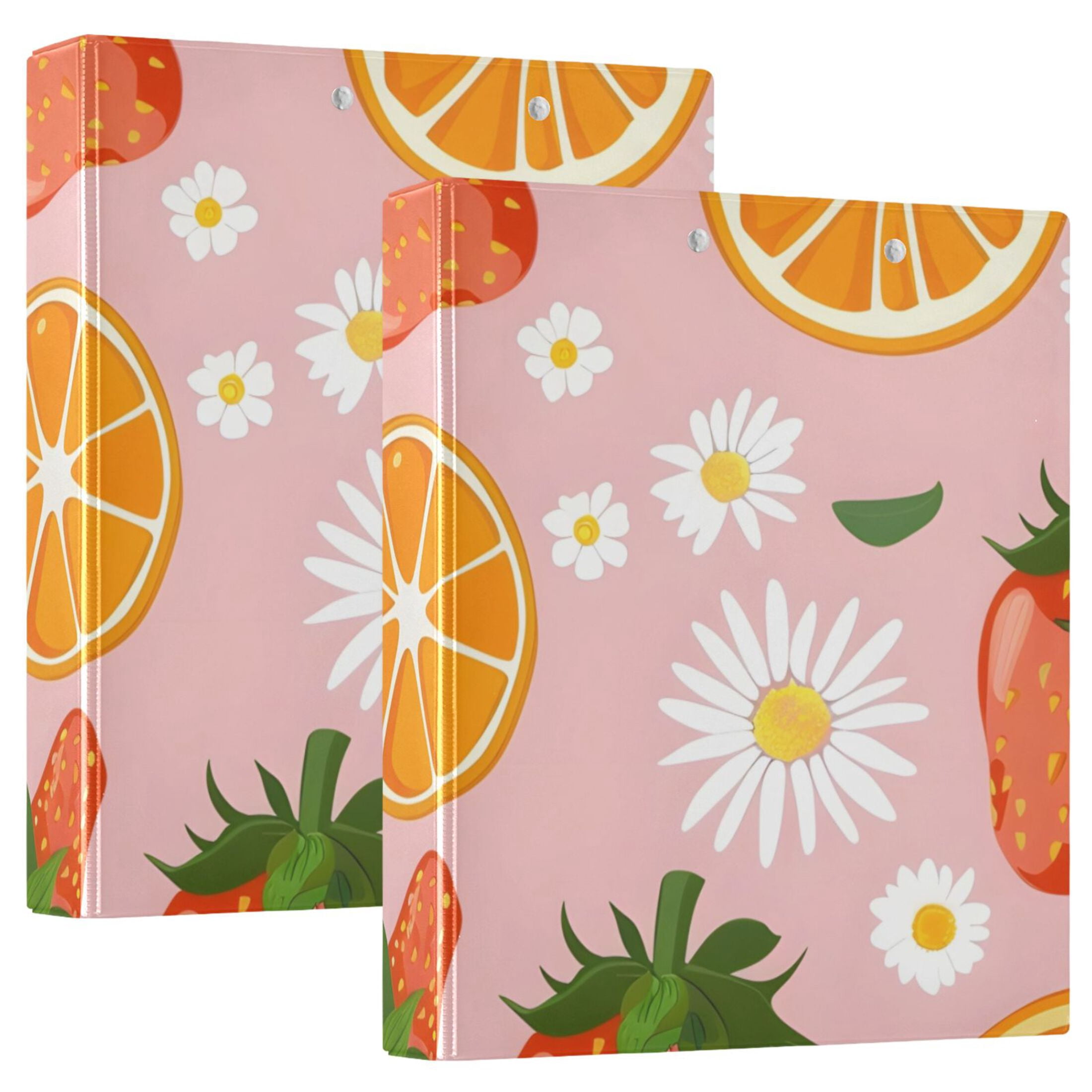 Strawberries Oranges Daisy Flowers 3 Ring Binders 1.5 inch Hardcover ...