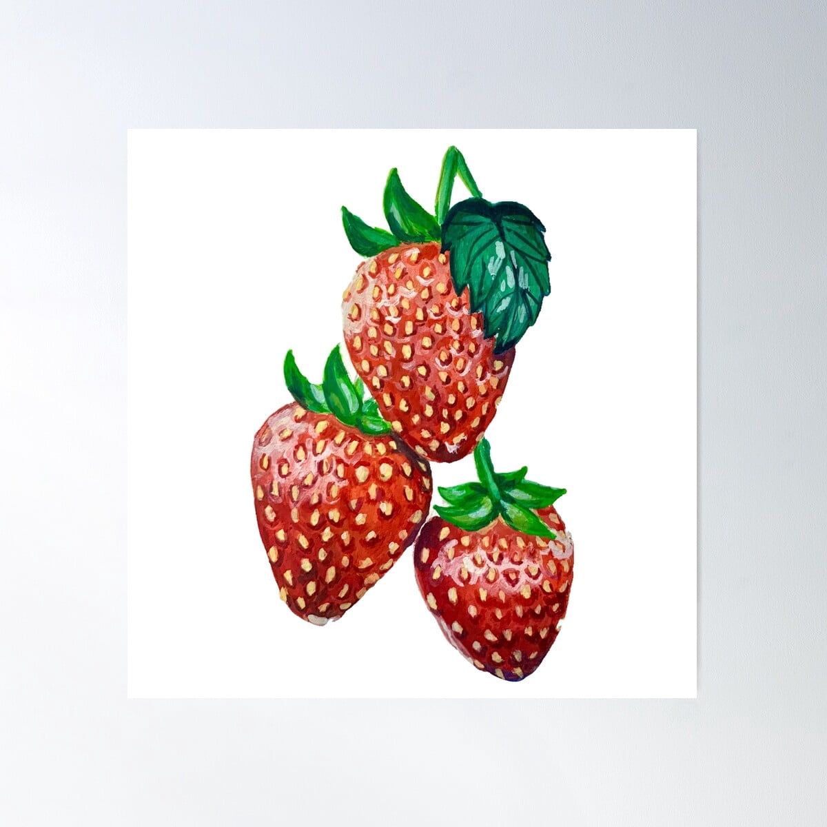 Strawberries Poster Wall Art, Modern Wall Decor For Living Room Bedroom ...