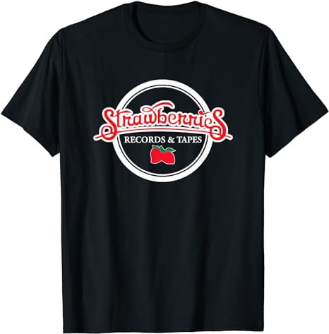 Strawberries Records & Tapes Vintage Retro Music T-Shirt - Walmart.com