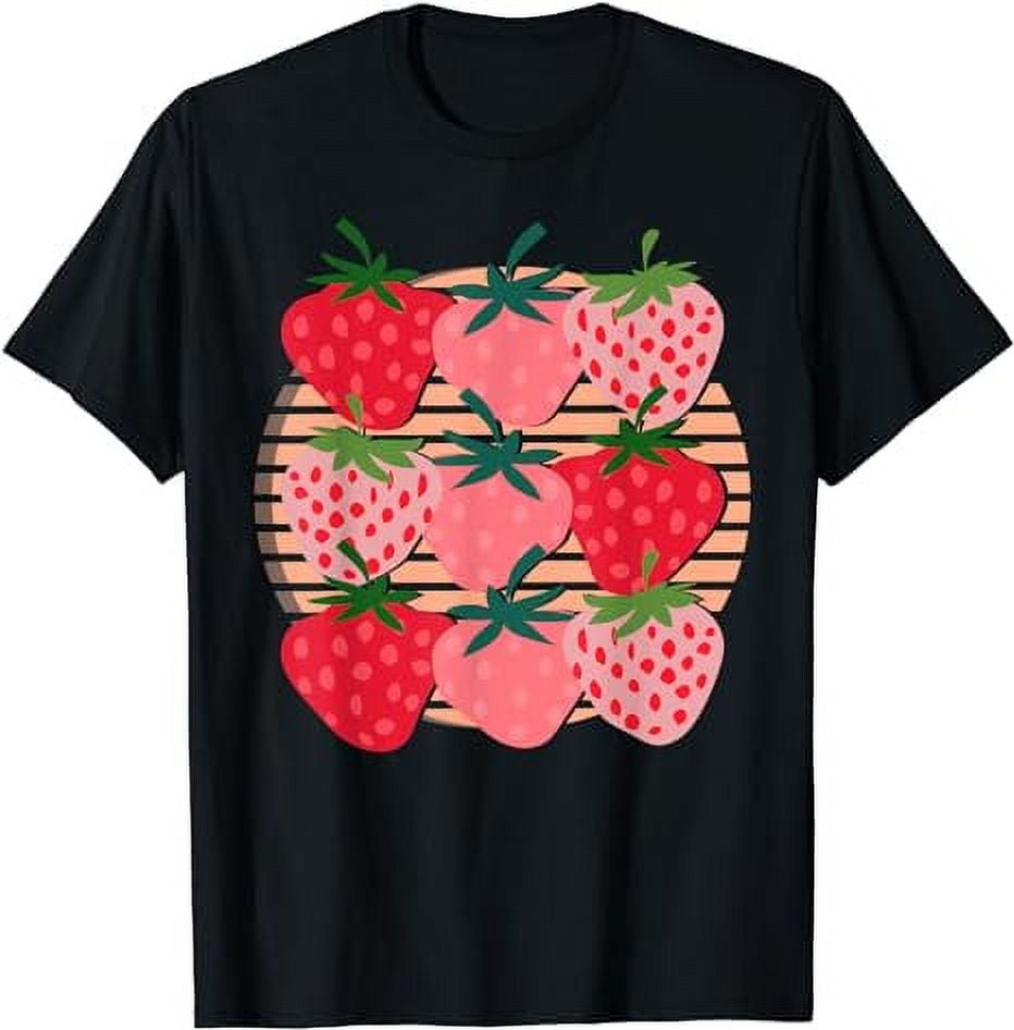 Strawberries Red Berry Summer Food Fruit Retro Strawberry T-Shirt ...