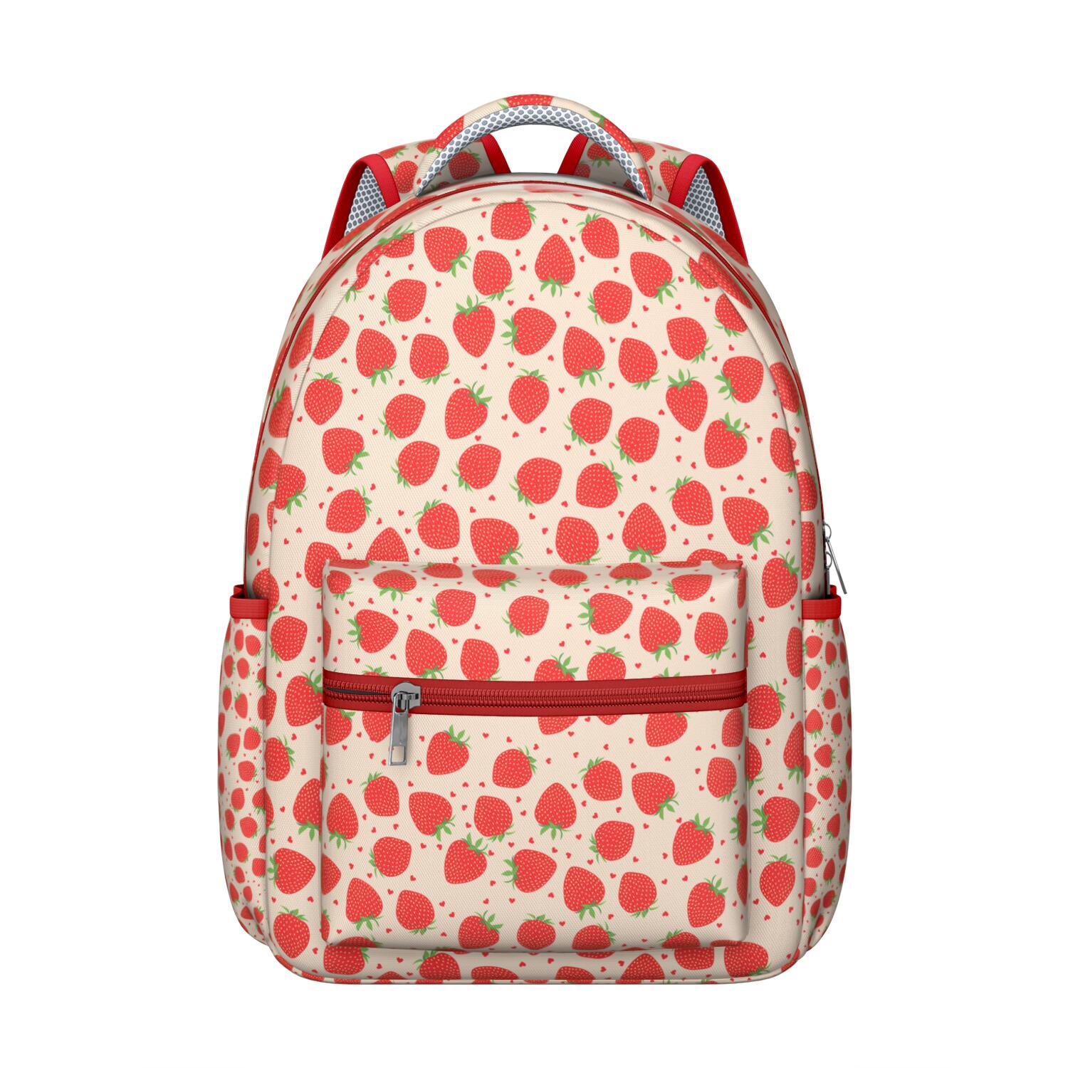 Strawberries Students Backpack Cute Red Sweet Kawaii Fruity School Bag ...