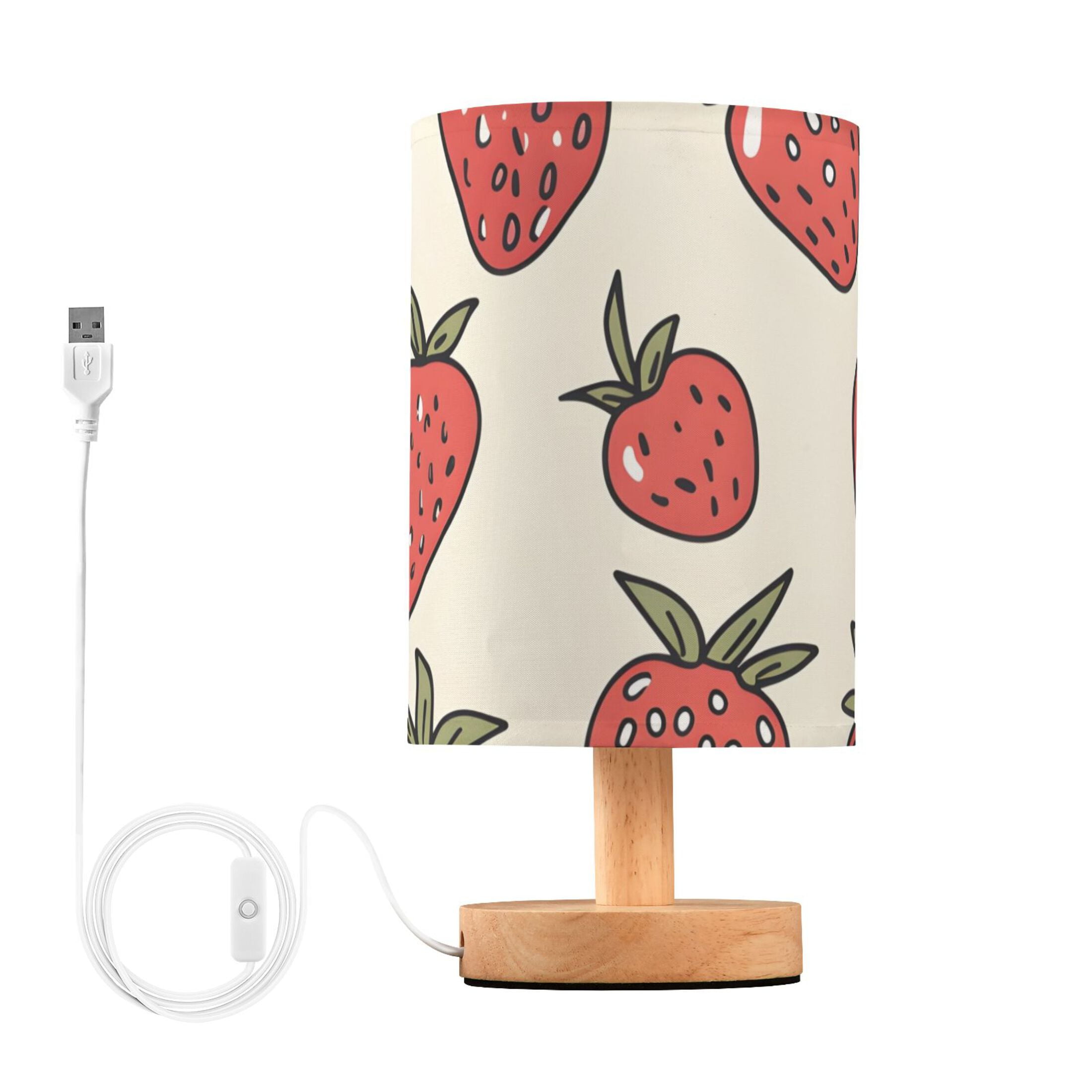 Strawberries Table Lamp USB Bedside Desk Nightstand Lamp Printed Gifts ...