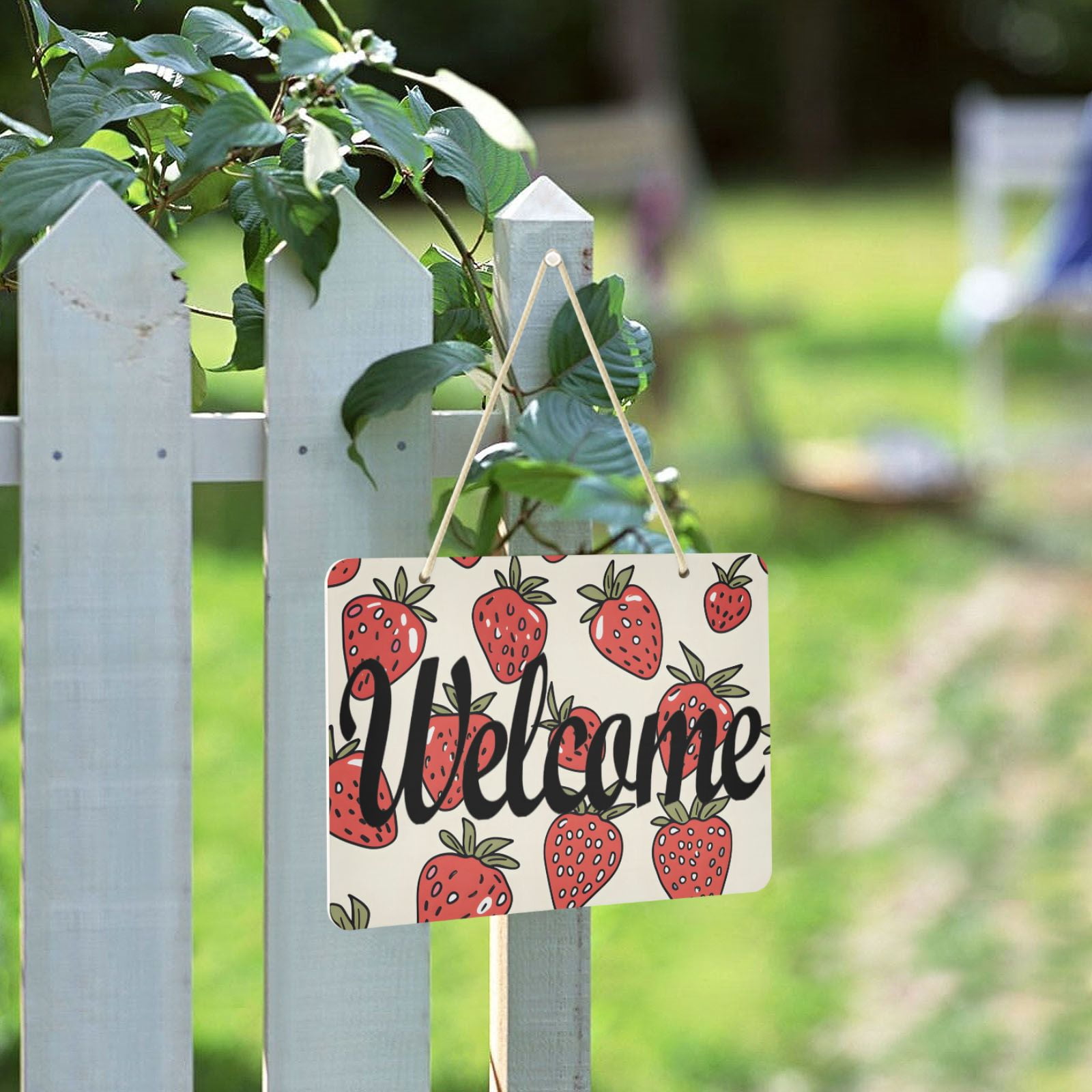 Strawberries Welcome Sign for Front Door Porch Wreath Door Sign Home ...
