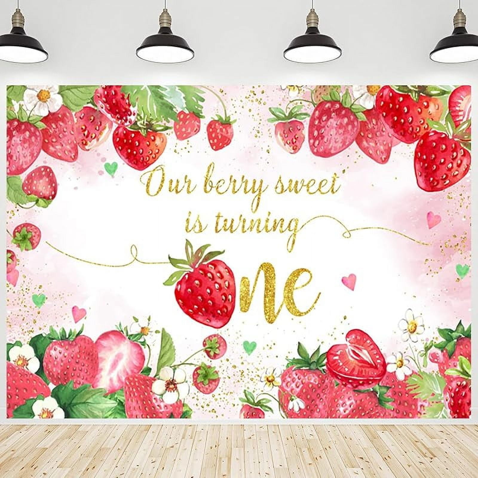 Strawberry 1st Birthday Backdrop for Photography Our Berry Sweet is ...