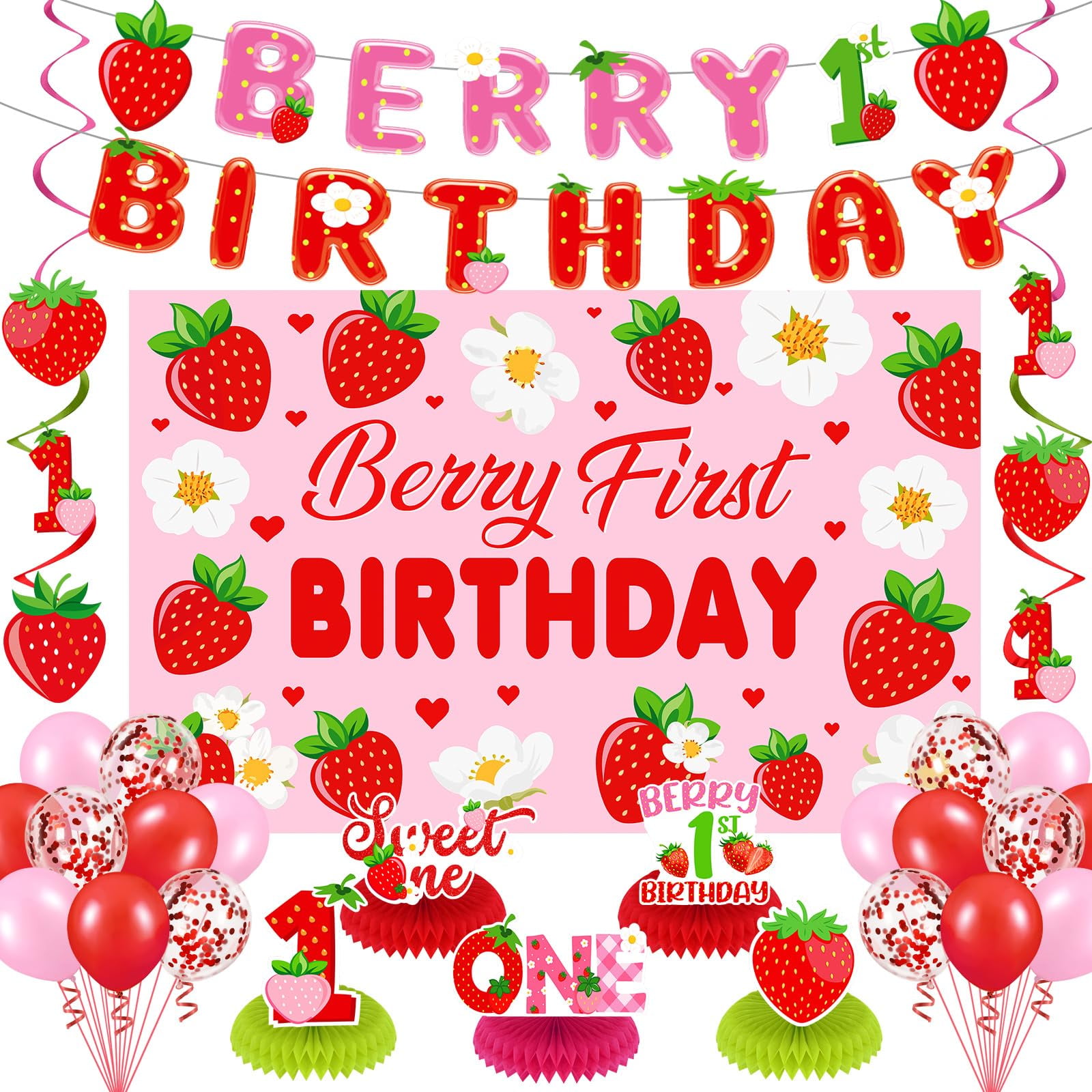 Strawberry 1st Birthday Party IFF17 Decorations for Girls Berry First ...