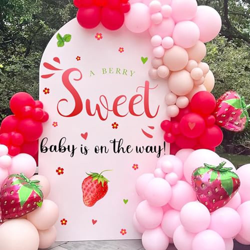 Strawberry Baby Shower Backdrop Strawberry Girl Baby Shower Party ...
