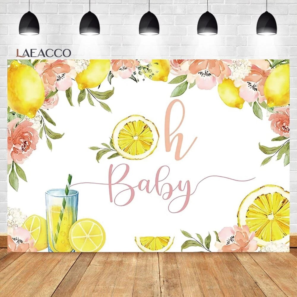 Strawberry Baby Shower Backdrop Green Leaf Flower Sweet Berry Birthday ...