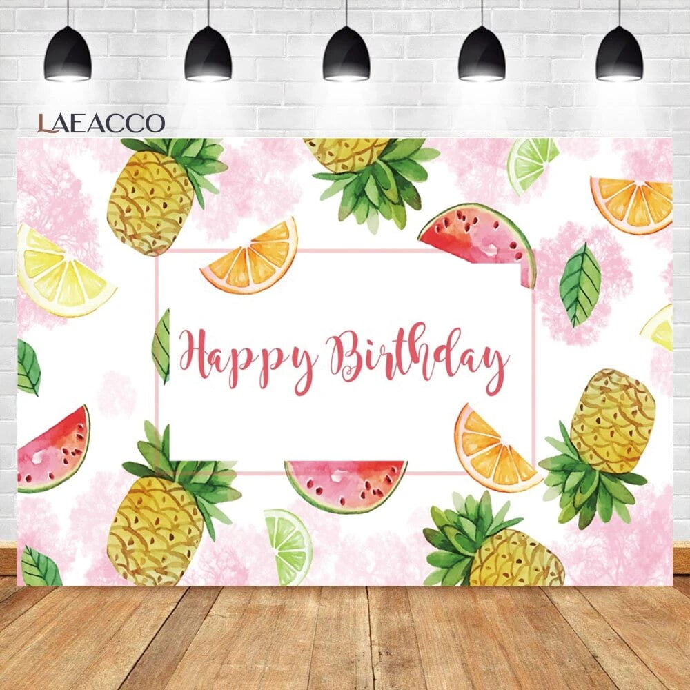 Strawberry Baby Shower Backdrop Green Leaf Flower Sweet Berry Birthday ...