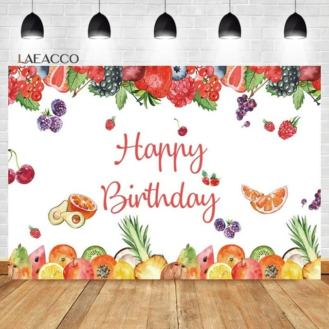 Strawberry Baby Shower Backdrop Green Leaf Flower Sweet Berry Birthday ...