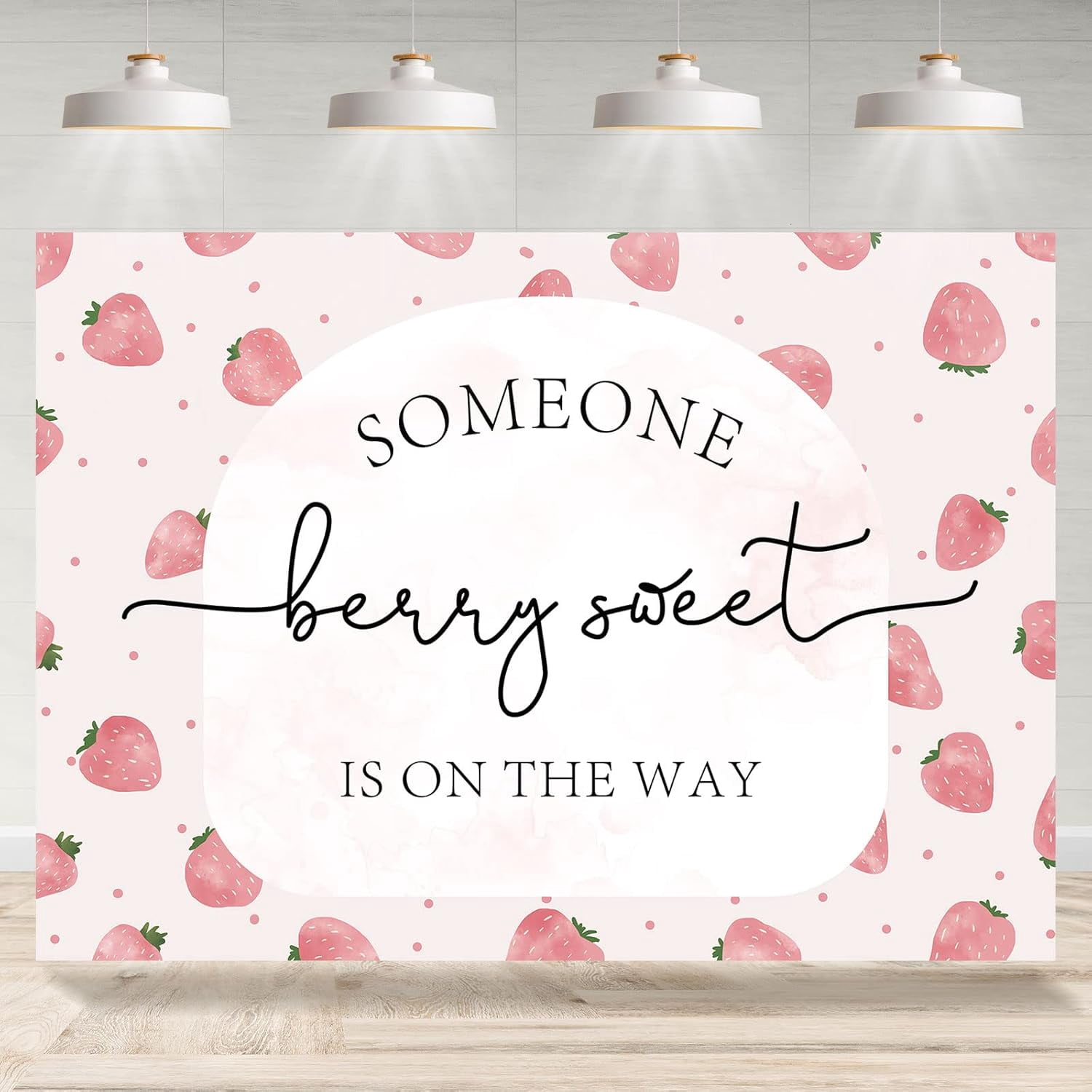 Strawberry Baby Shower Backdrop Someone Berrysweet is On The Way ...