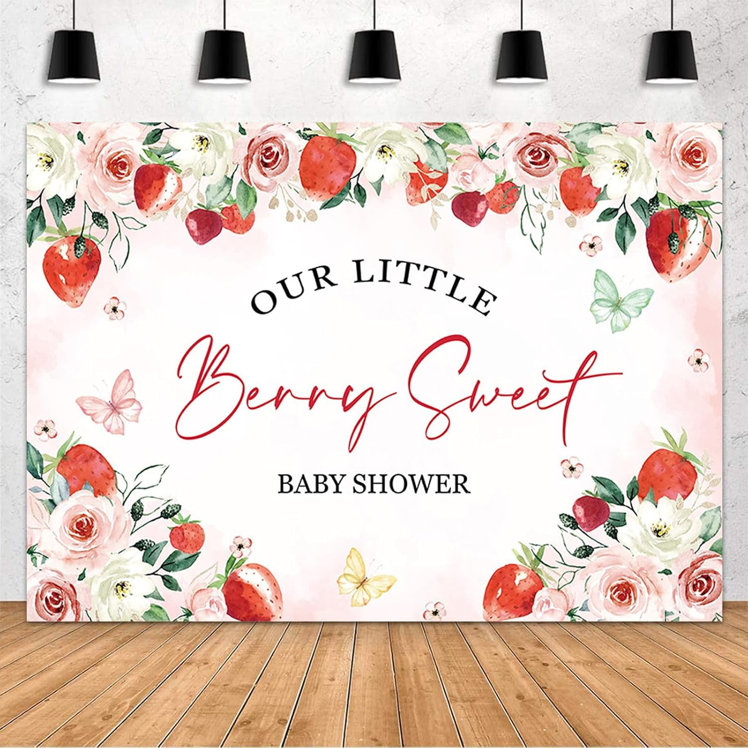 Strawberry Baby Shower Backdrop Strawberry Girl Baby Shower Party Decorations Background Our ...