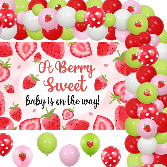 Strawberry Baby Shower Decorations for Girls a Little Strawberry is on the Way Bay Shower ...