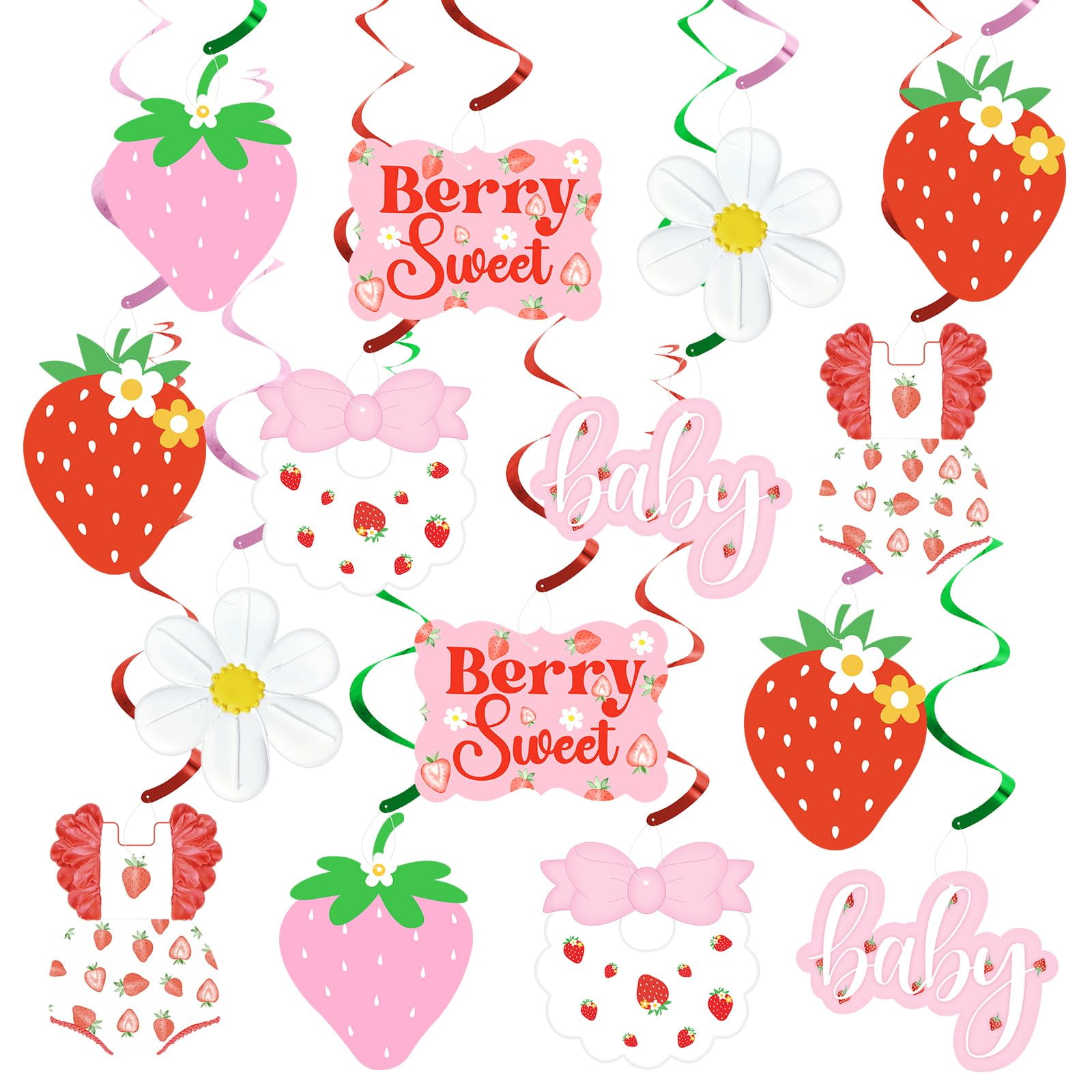 Strawberry Baby Shower Party STF9 Hanging Swirls Decorations ...