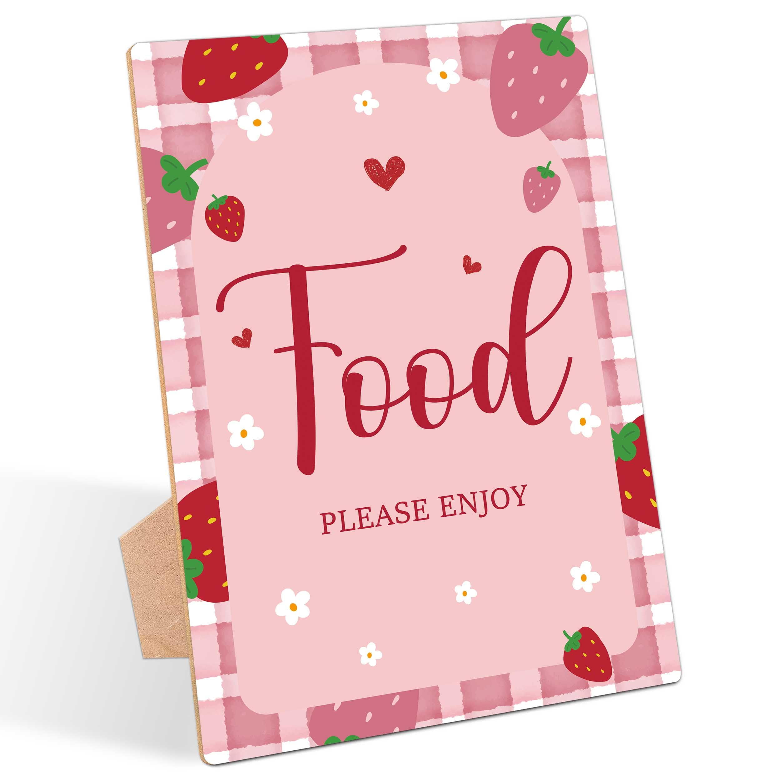 Strawberry Baby ShowerEGSC Table Sign, Food Please Enjoy Sign, Pack of ...