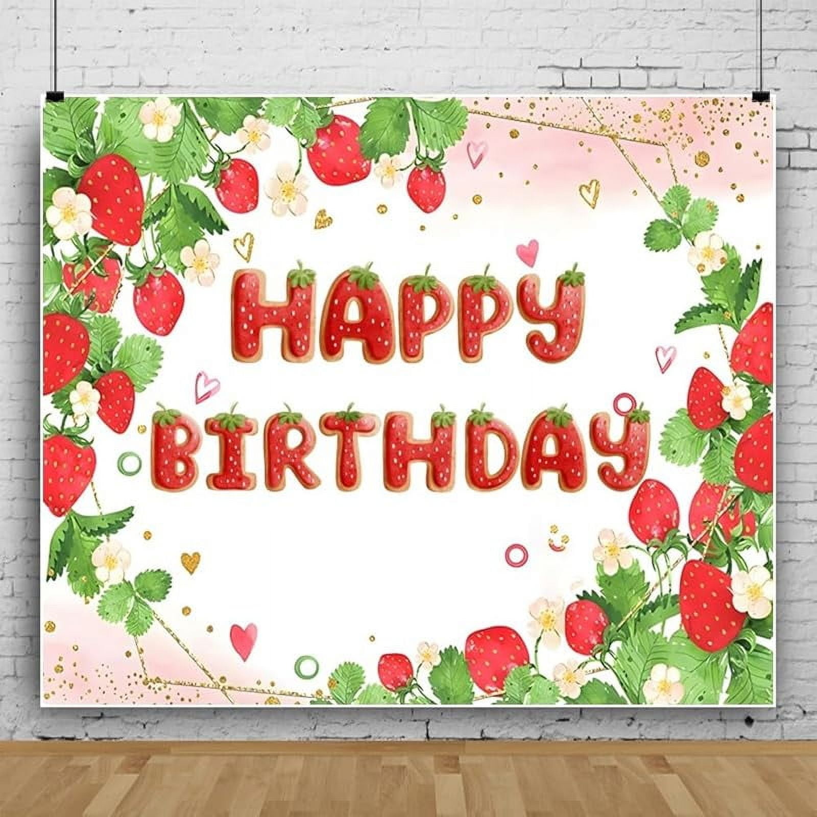 Strawberry Backdrop Happy Birthday First Party Background for Sweet ...