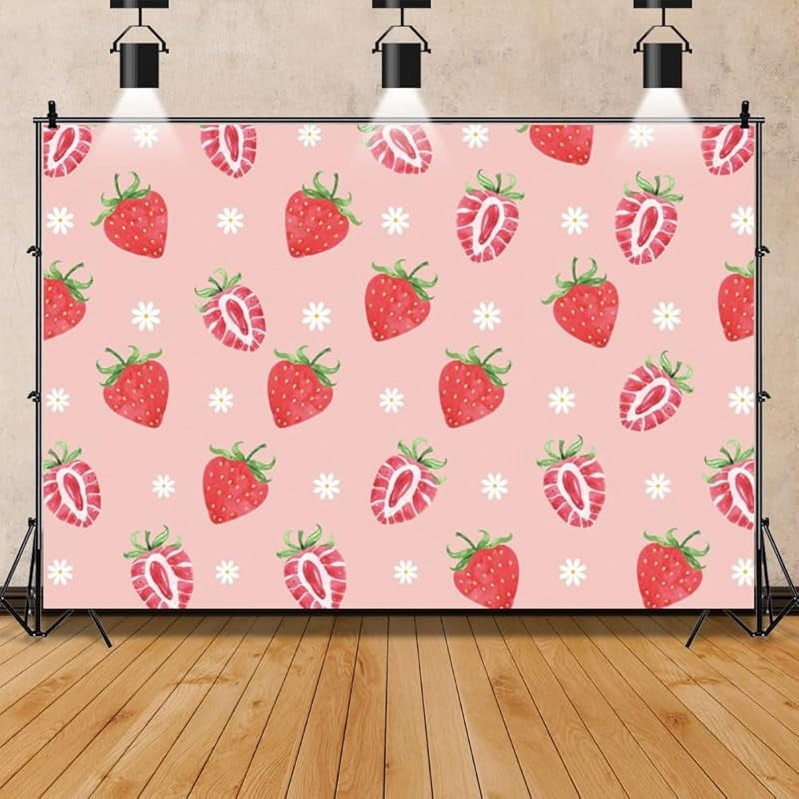 Strawberry Backdrop Pink Strawberry Sweet Berry Photography Backdrop ...