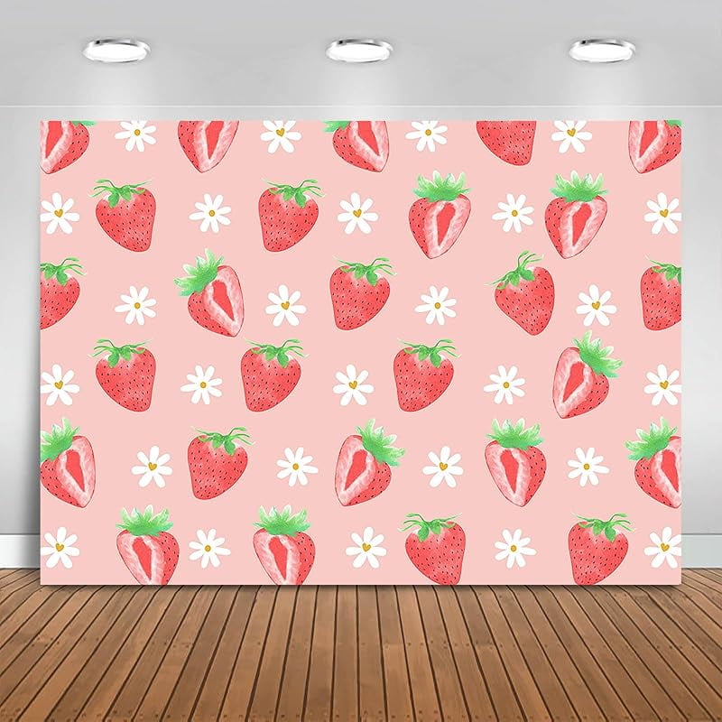 Strawberry Backdrop Sweet Pink Baby Shower Birthday Background Party ...