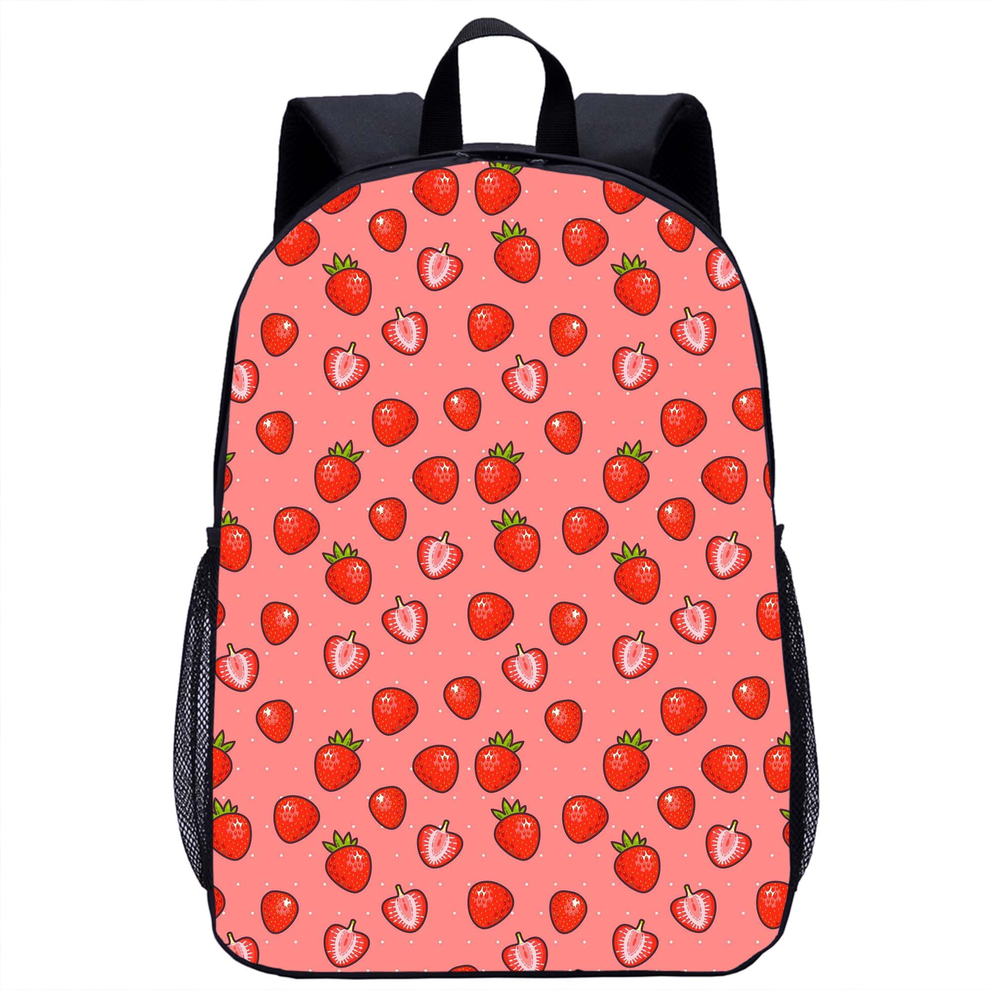 Strawberry Backpack Bags for Students Casual Backpacks Book Bag ...