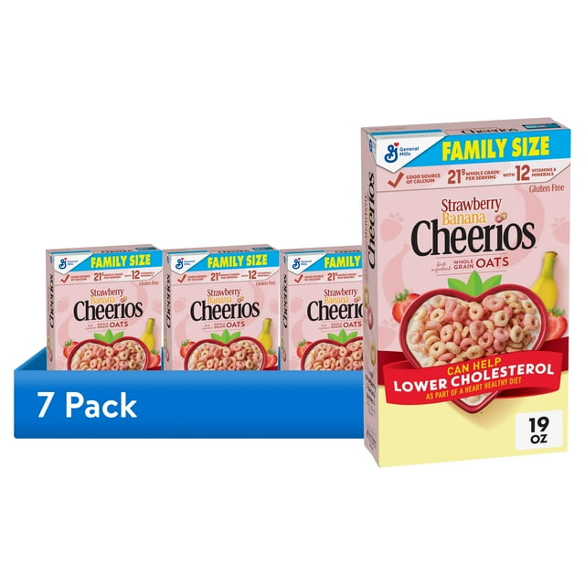 (7 pack) Strawberry Banana Cheerios, Heart Healthy Cereal, Family Size ...