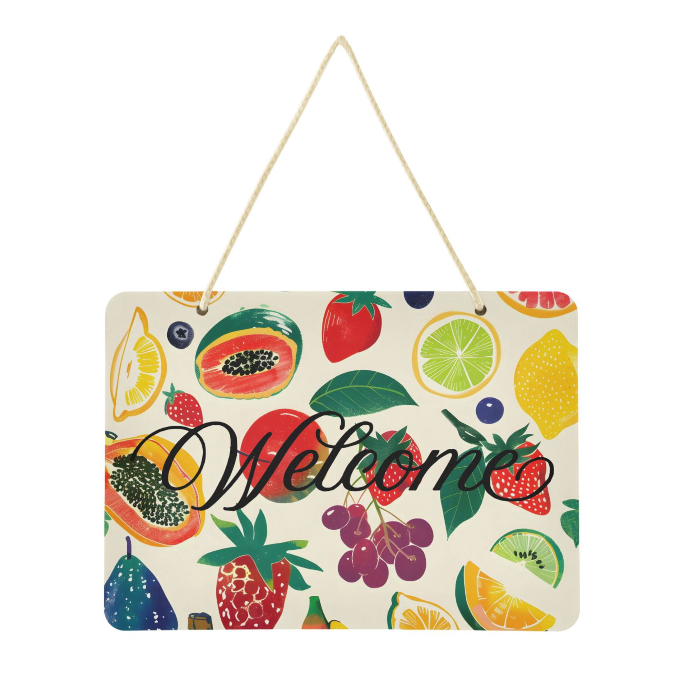 Strawberry Banana Papaya Grape Welcome Sign Front Door PVC 14x10 inch ...