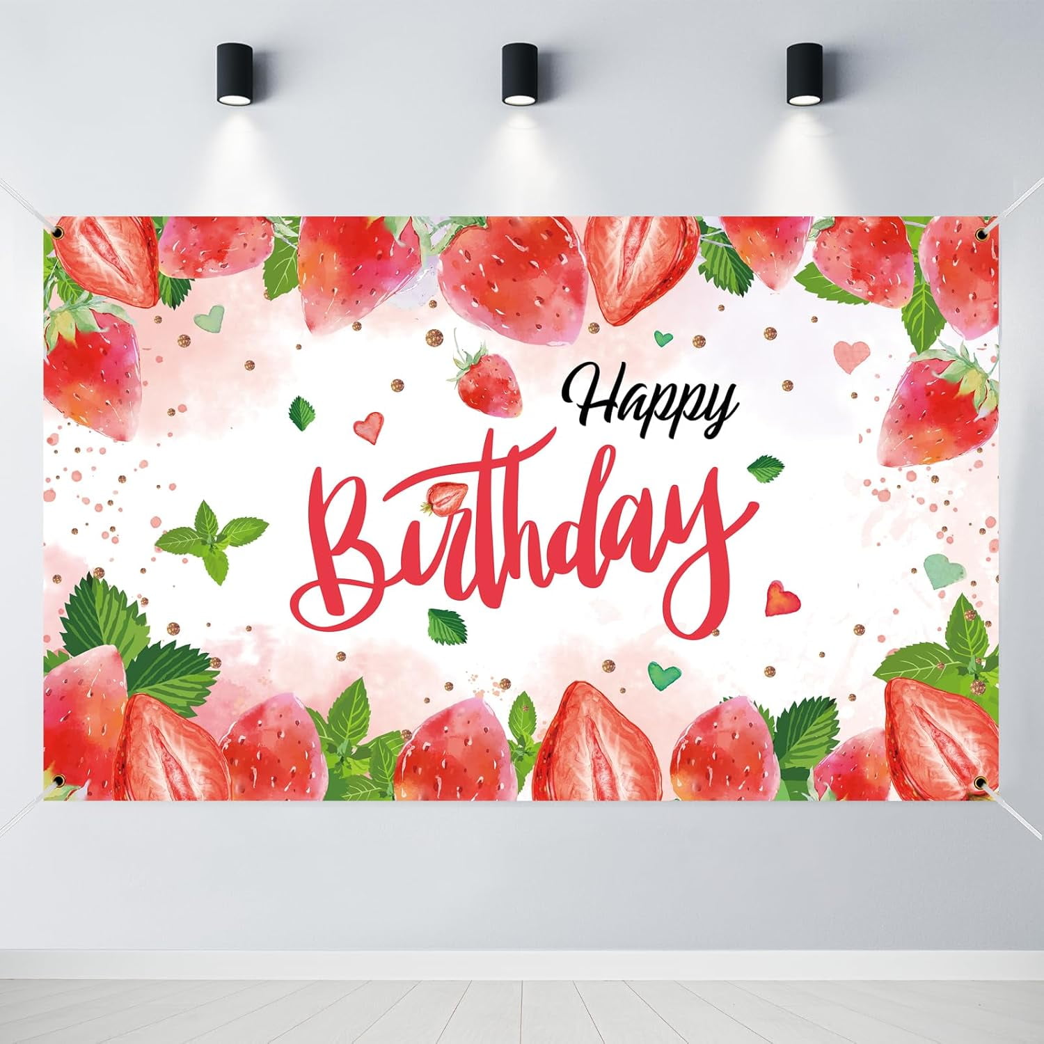 Strawberry Birthday Backdrop Berry First Party Decorations Photo Banner ...
