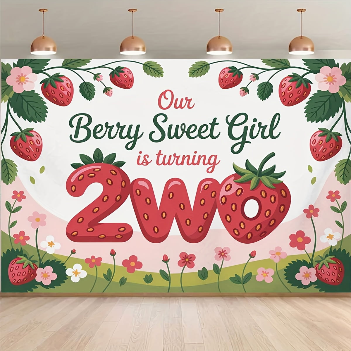 Strawberry Birthday Backdrop Our Berry Sweet Girl is Turning 2nd ...
