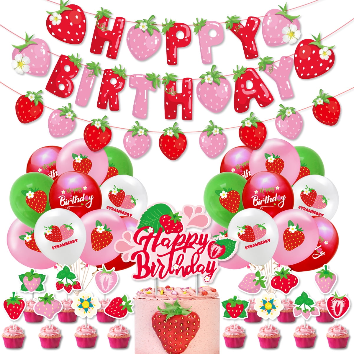 Strawberry Birthday Decorations,Gender Reveal Party Supplies Include ...