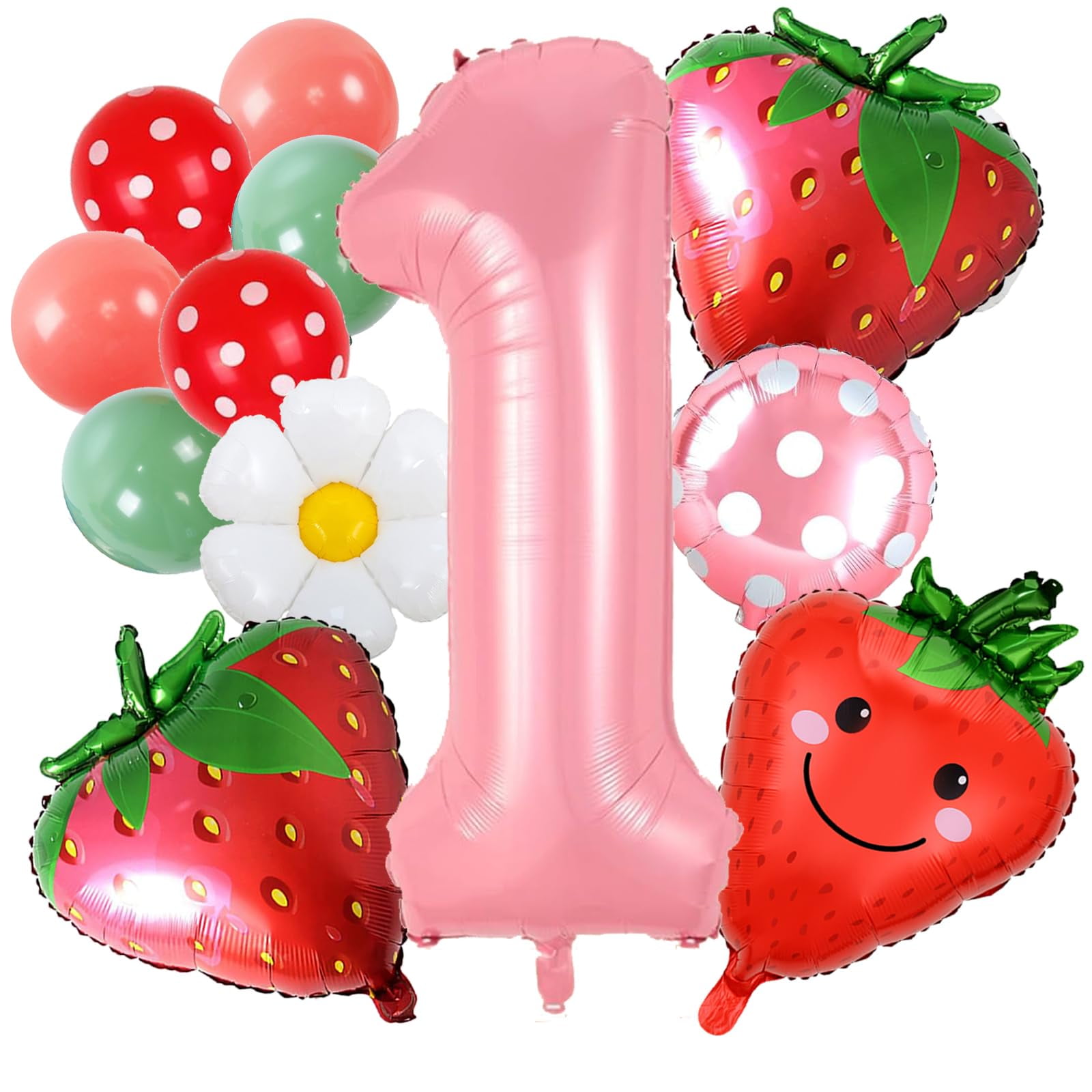 Strawberry Birthday Party Balloons,40Inch Number 1 KKS1 Balloon Pink ...