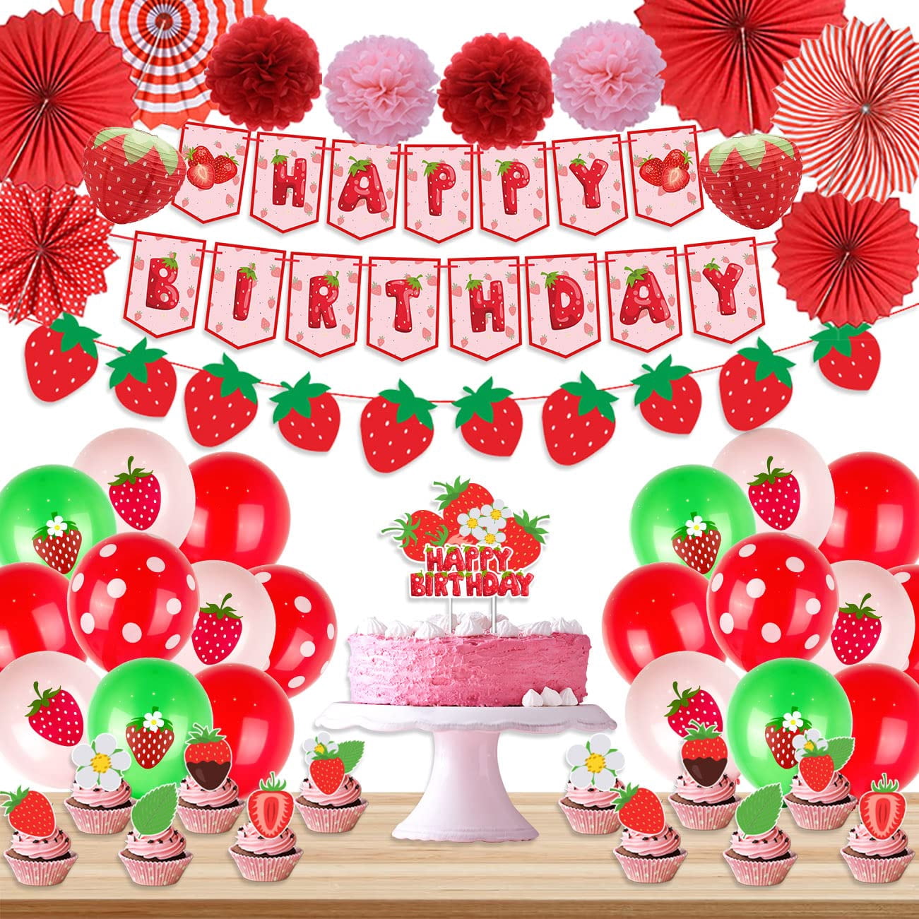 Strawberry Birthday Party Decorations Include Strawberry Shortcake ...