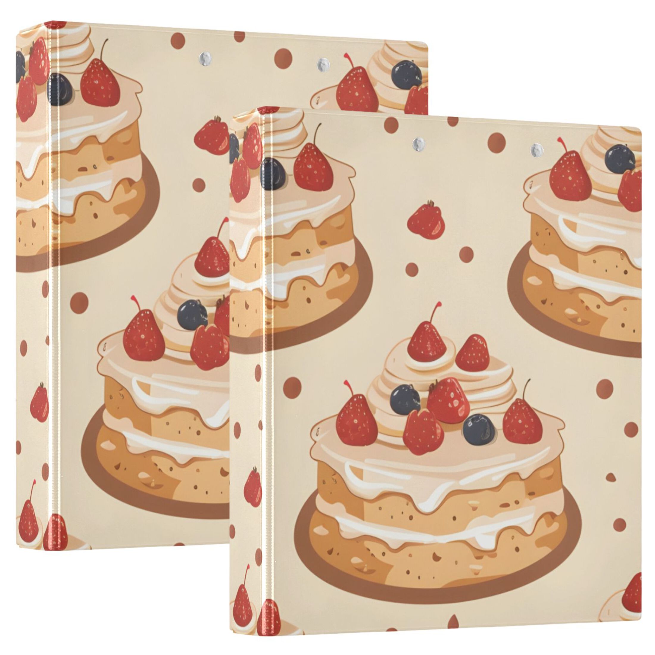 Strawberry Blueberry Cake 3 Ring Hardcover Binders 1.5" Round Rings for ...