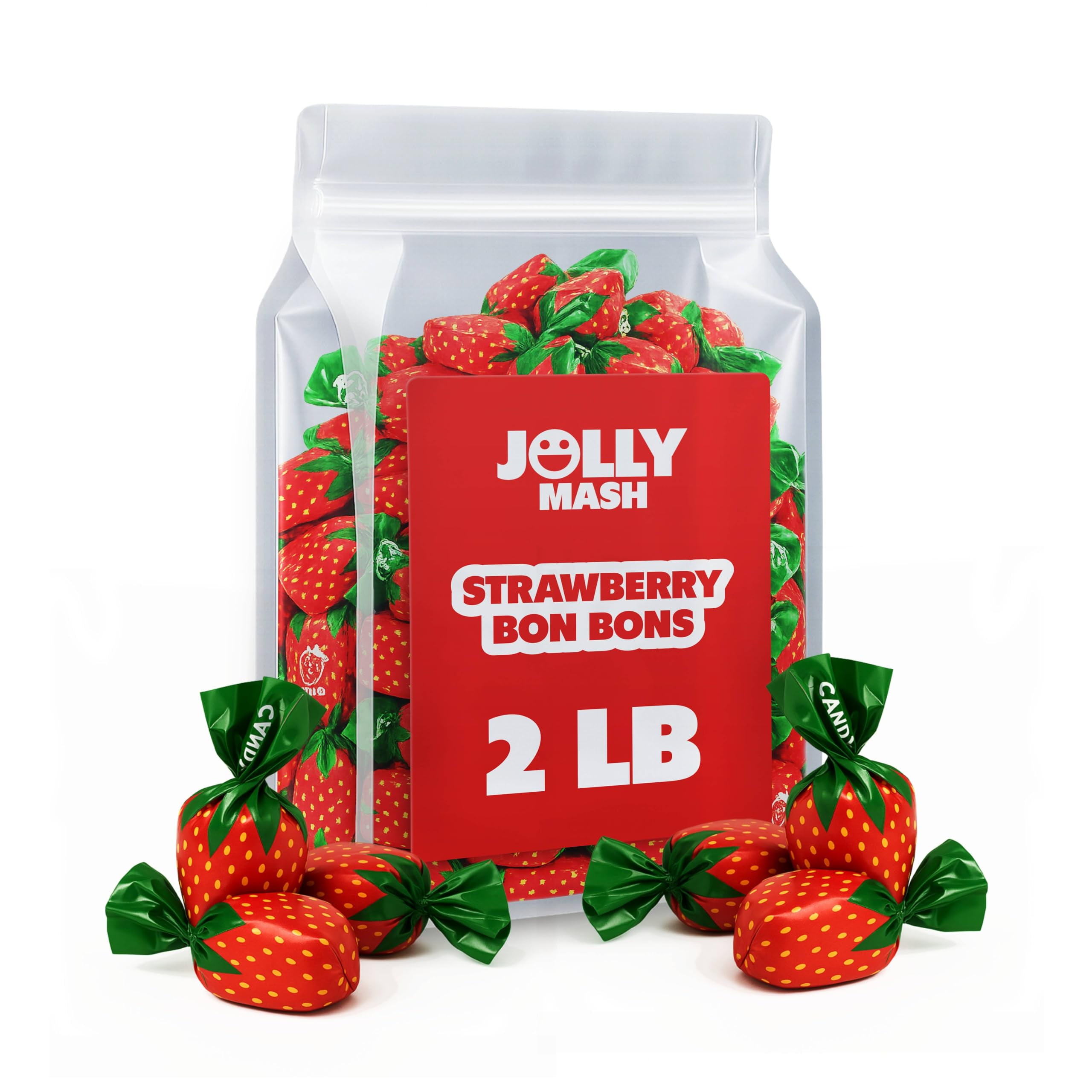 Strawberry Bon Bons Filled BCF26 Hard Candy | 2 LBS | Individually ...
