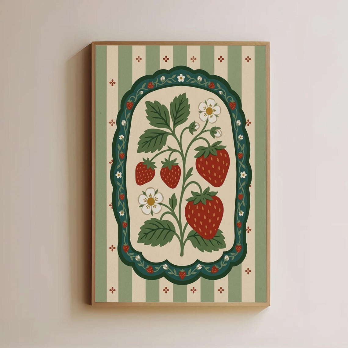 Strawberry Botanical Cottage Kitchen Wall Art Poster Unframed Paper ...