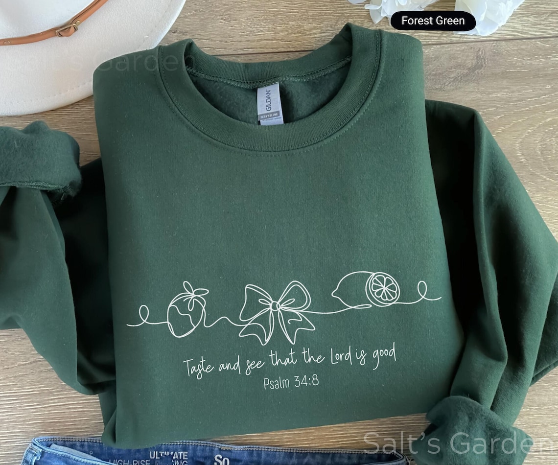 Strawberry Bow Lemon Christian Minimalist Line Art Sweatshirt, Fruit ...