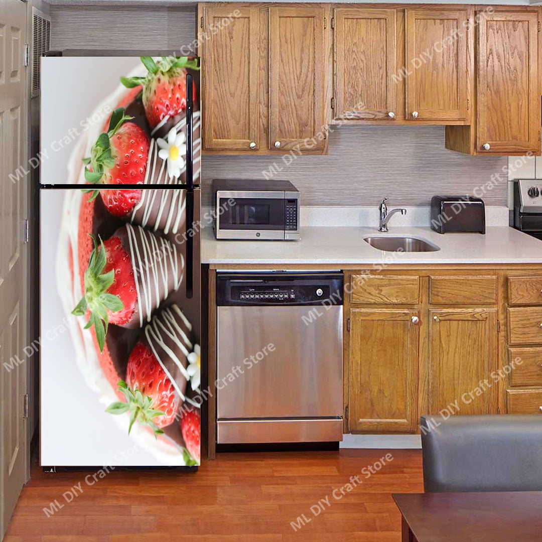 Strawberry Cake 3D Wallpaper Refrigerator Self Adhesive Wall Sticker ...