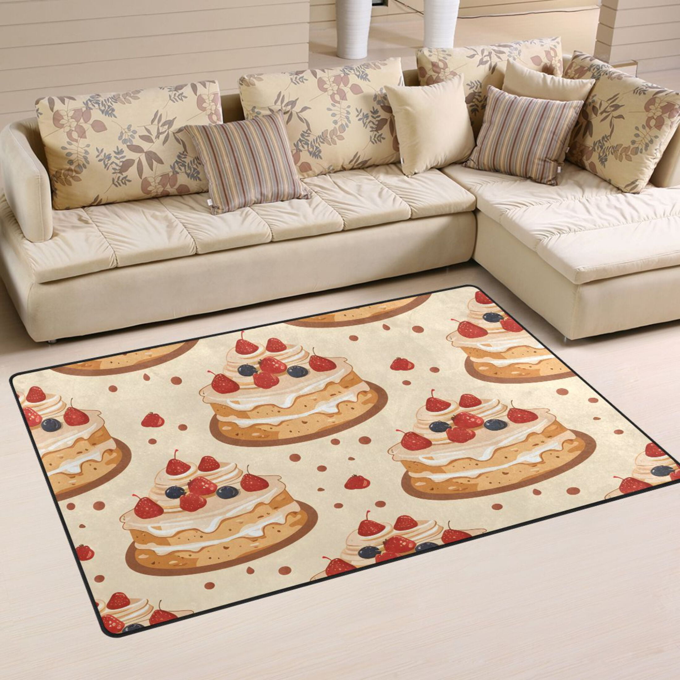 Strawberry Cake Area Floor Mats Non-Slip Rugs Soft Doormat 60 x 39 inch ...