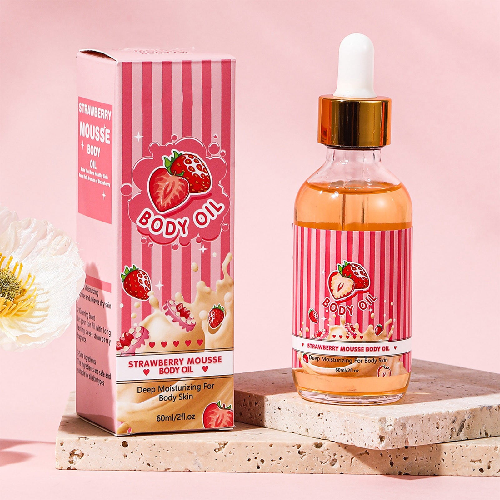 Strawberry Cake Body Oil, Moisturizing Aroma Massage Oil, Nourishing ...
