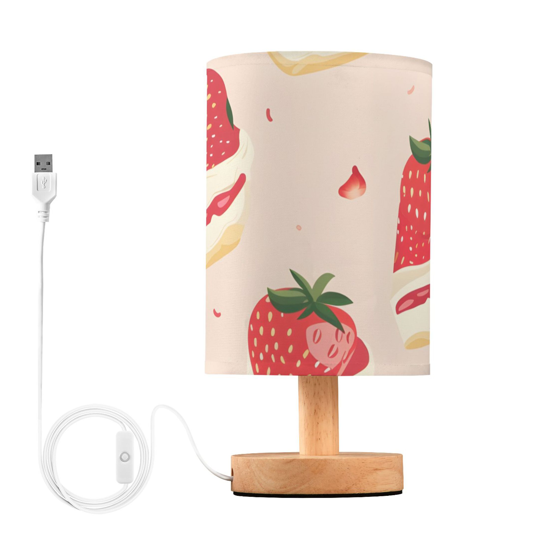 Strawberry Cake Table Lamp USB Bedside Desk Nightstand Lamp Printed ...