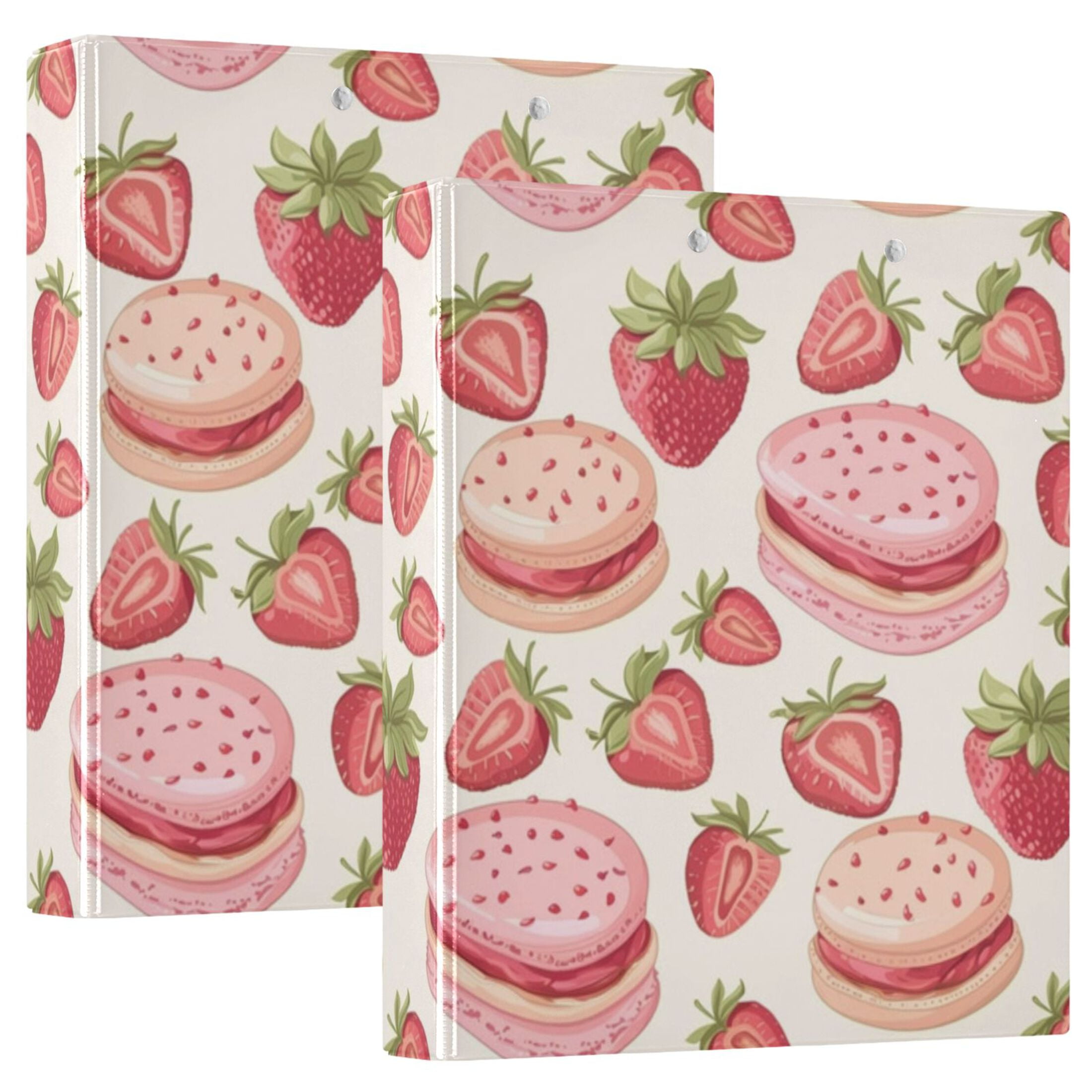 Strawberry Cakes 3 Ring Binders 1.5 inch Hardcover File Folders with ...