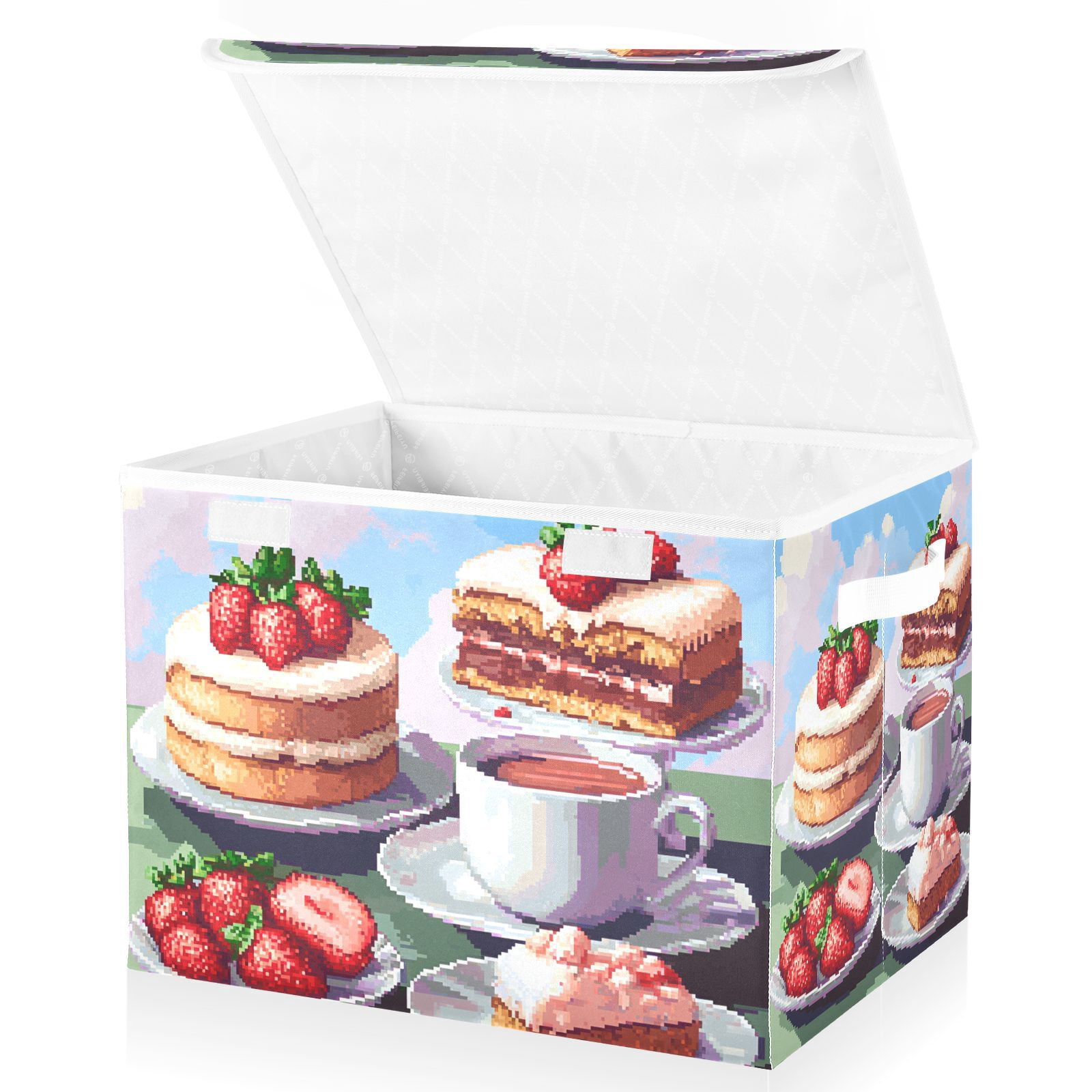 Strawberry Cakes Coffee Storage Basket for Shelves Foldable Container ...
