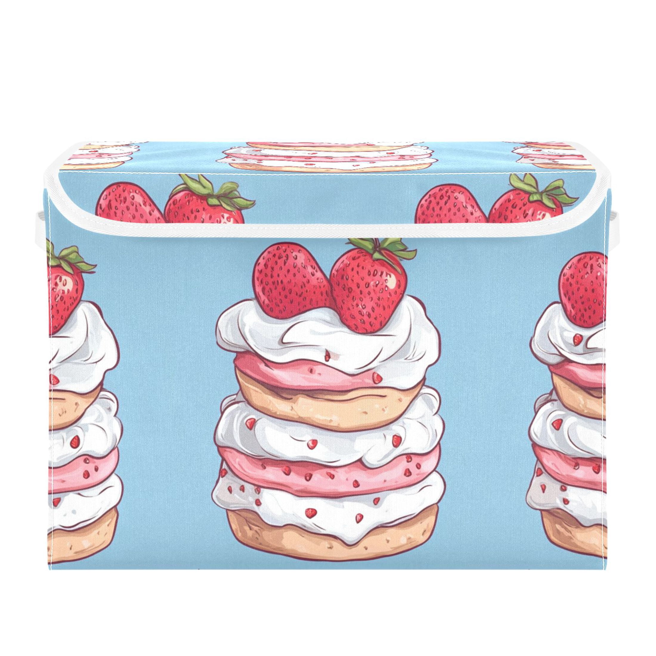 Strawberry Cakes with Cream Cute Foldable Storage Bin with Lid and ...