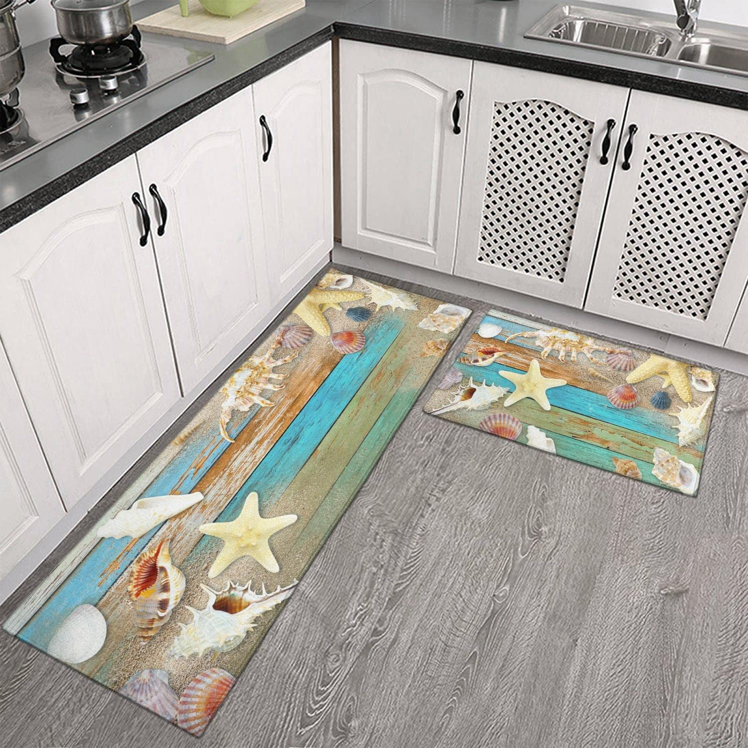 Strawberry Cat Kitchen Mats Set 2 Piece Pink Strawberry cat Decorative ...