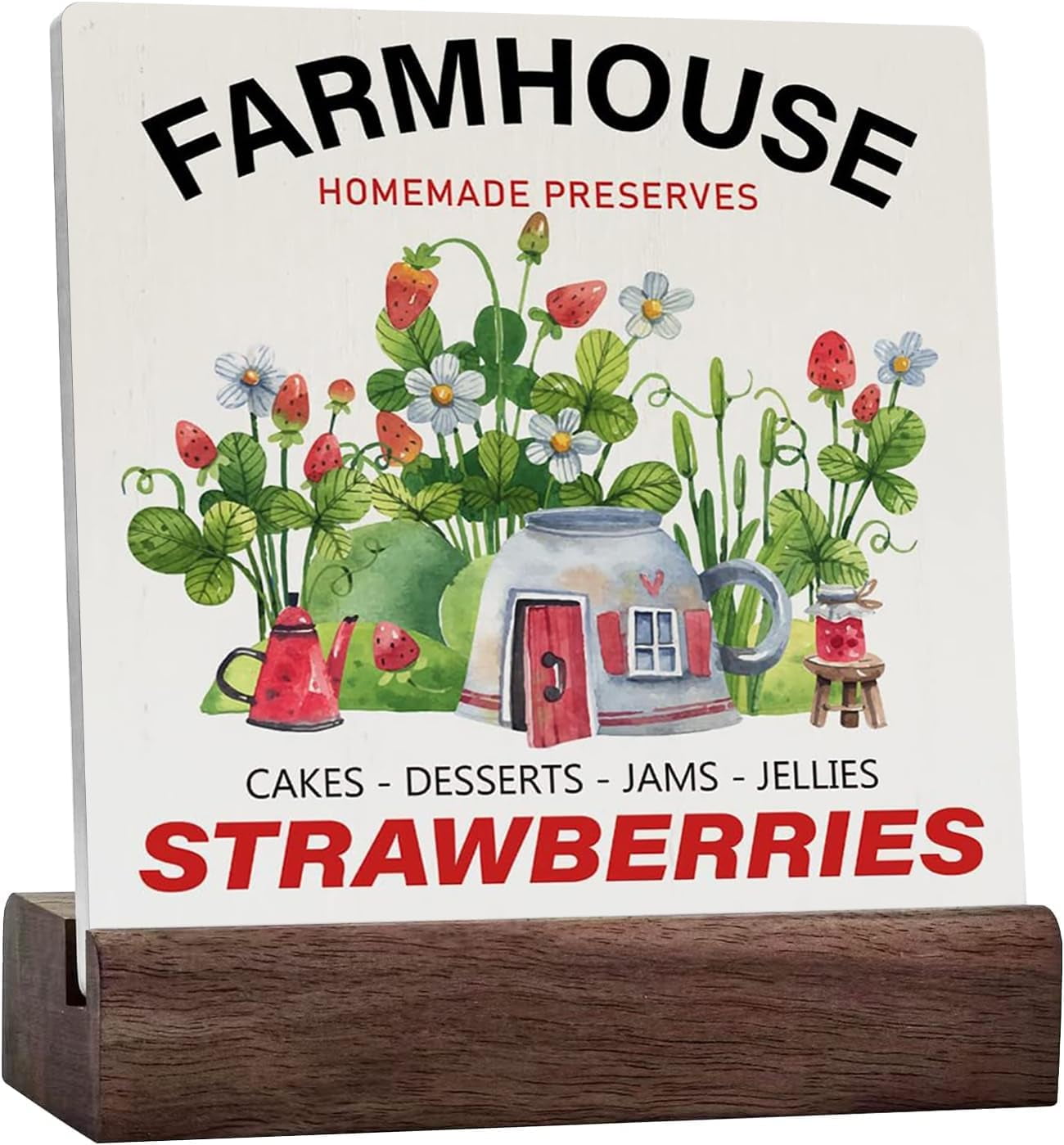 Strawberry Ceramic Table Sign Rustic Farmhouse Strawberries Ceramic ...