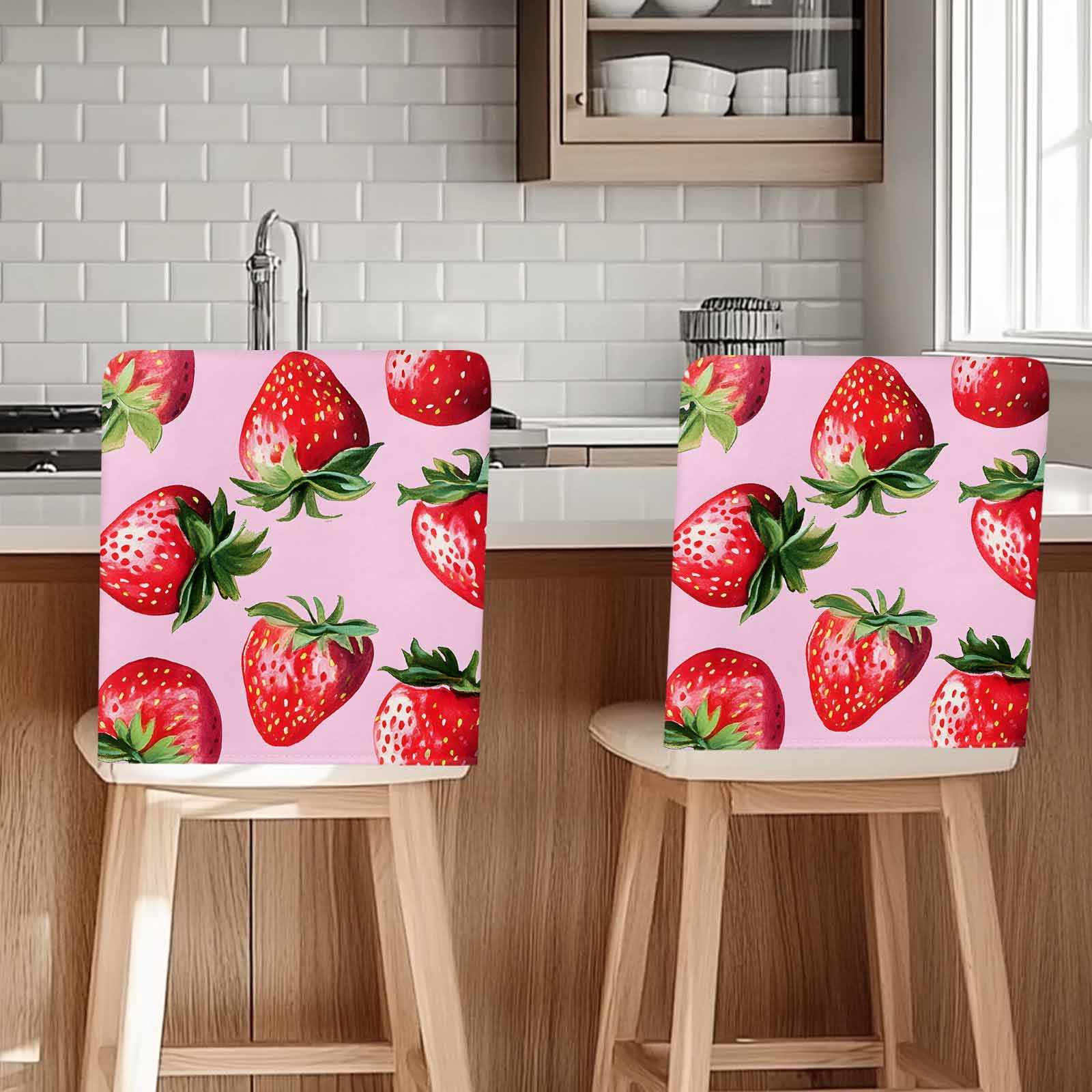 Strawberry Chair Covers Set of 1 Red Plant Fruit Chair Back Covers ...