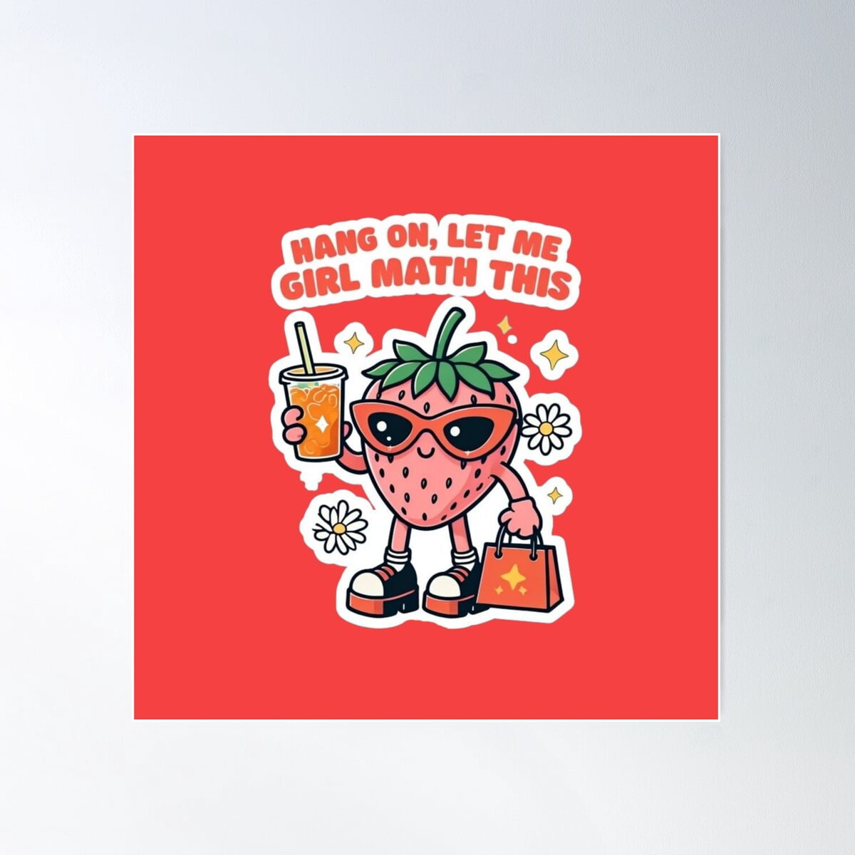 Strawberry Character Poster Wall Art, Modern Wall Decor For Living Room ...